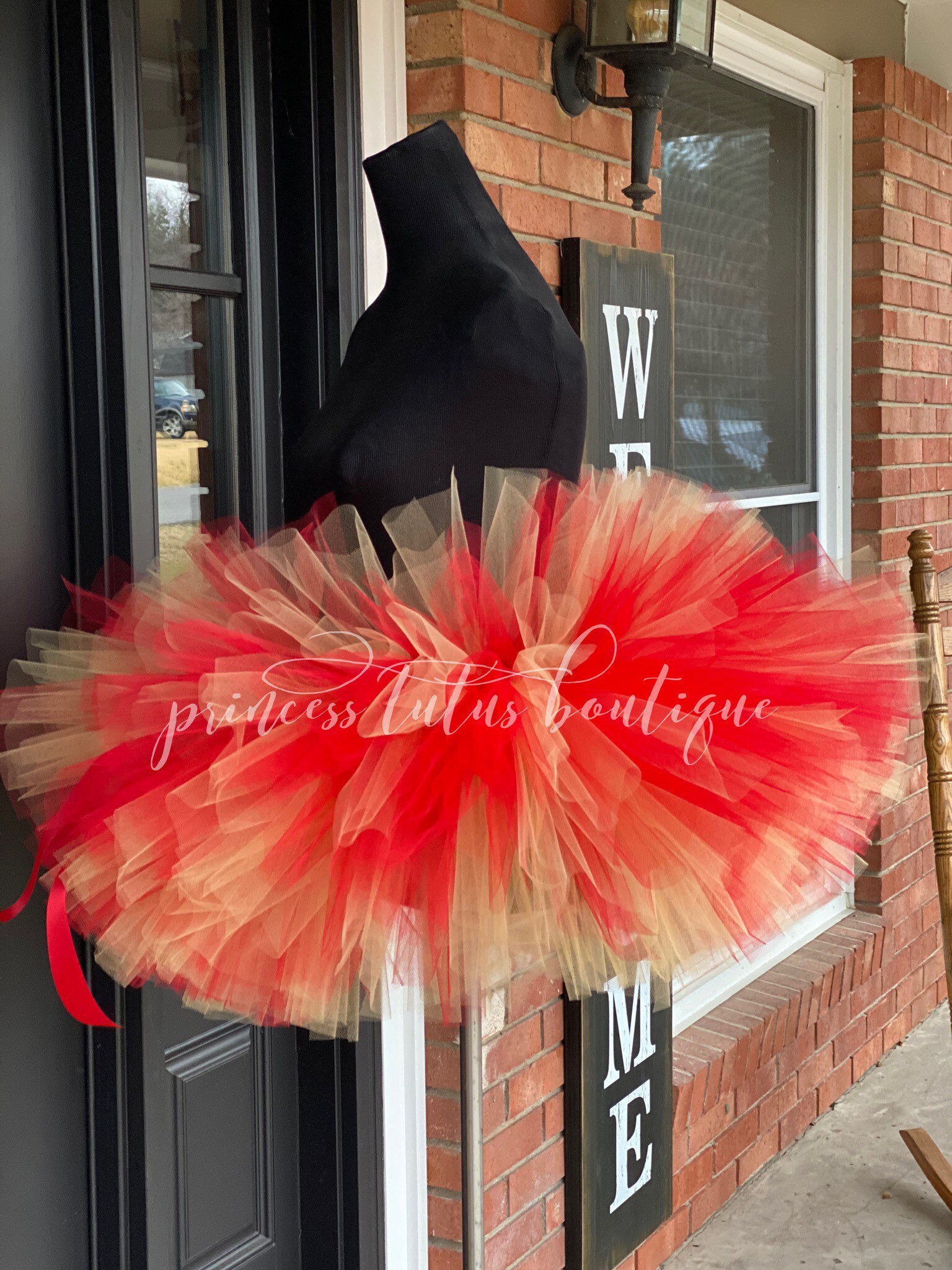 Red and Yellow Adult Tutu W/ Red Ribbon, Maternity Tutu, Adult Tutu ...