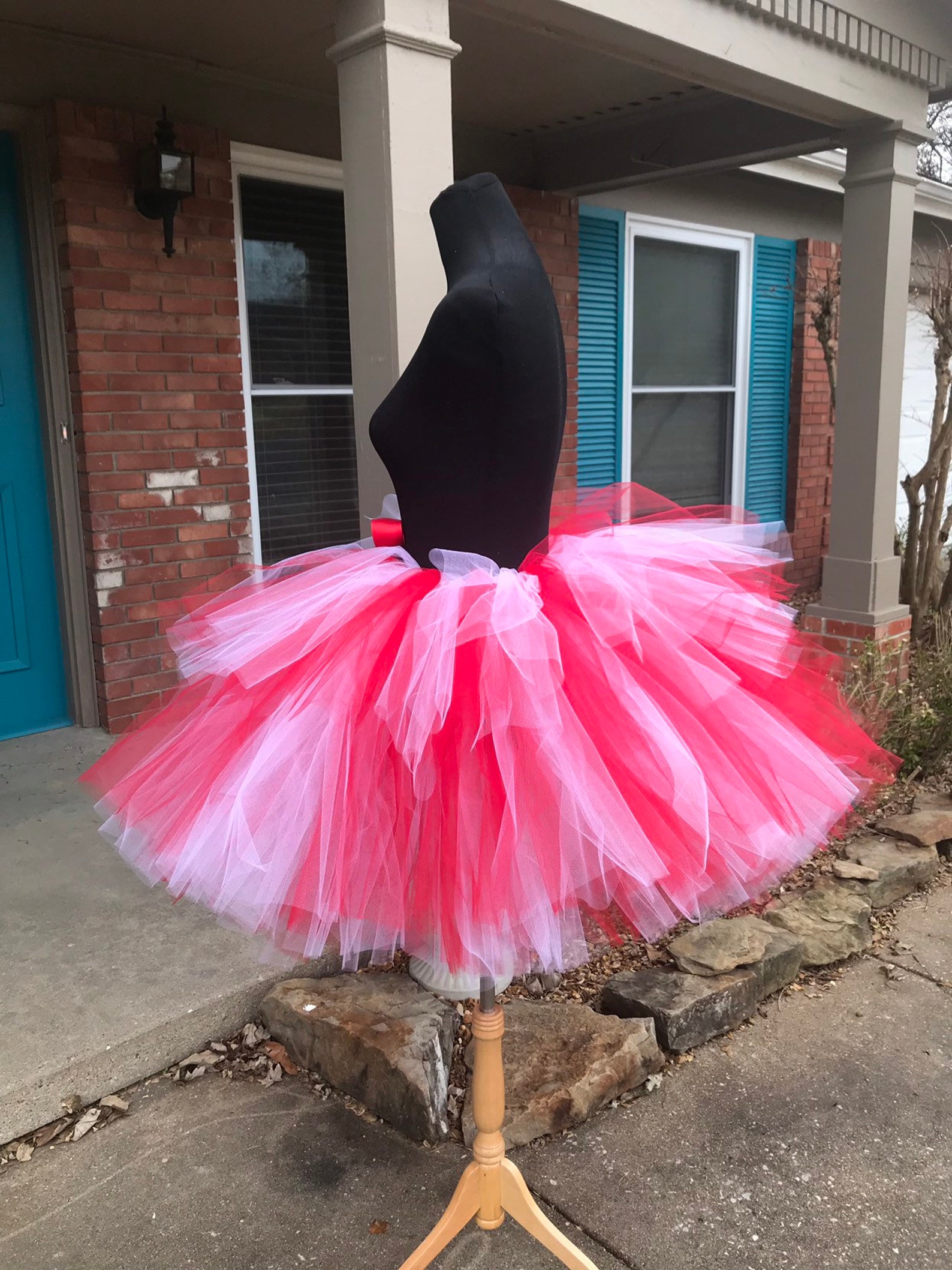 Red and White Adult Tutu W/ Red Satin Bow, Maternity Tutu, Adult Tutu ...