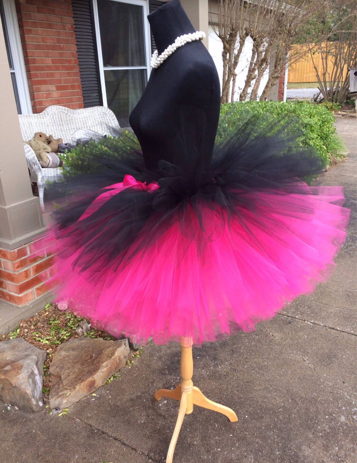Tutú adulto en fucsia con superposición negra Tutú de | Etsy