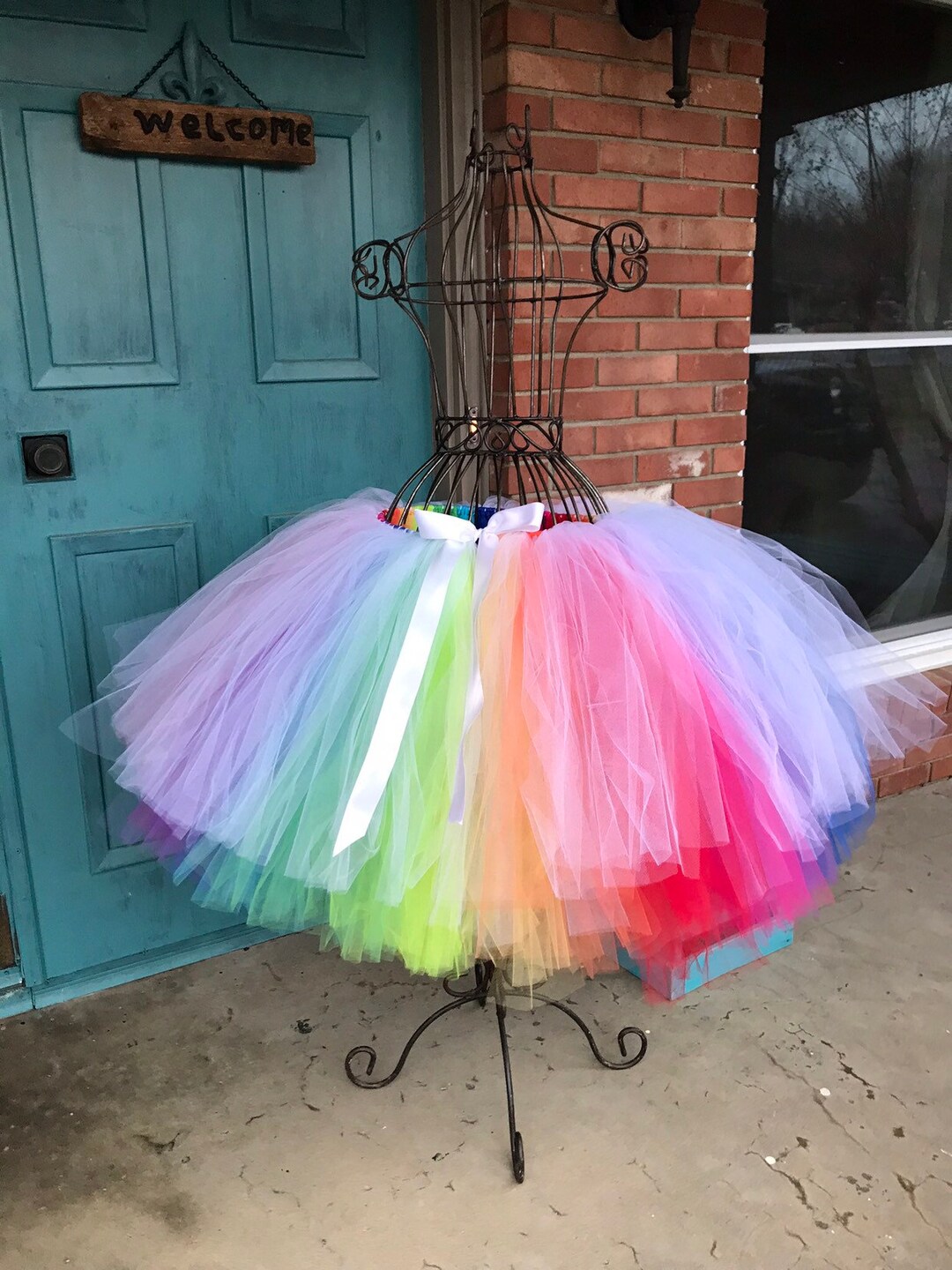 Extremely Full Tutu "bright Rainbow With Shorter Thin White Overlay ...