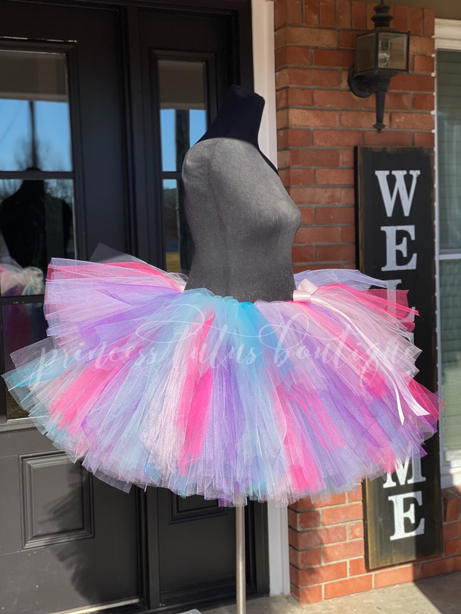 Multi Colored Adult Tutu W/ Light Pink Ribbon “confetti Fun” Maternity ...