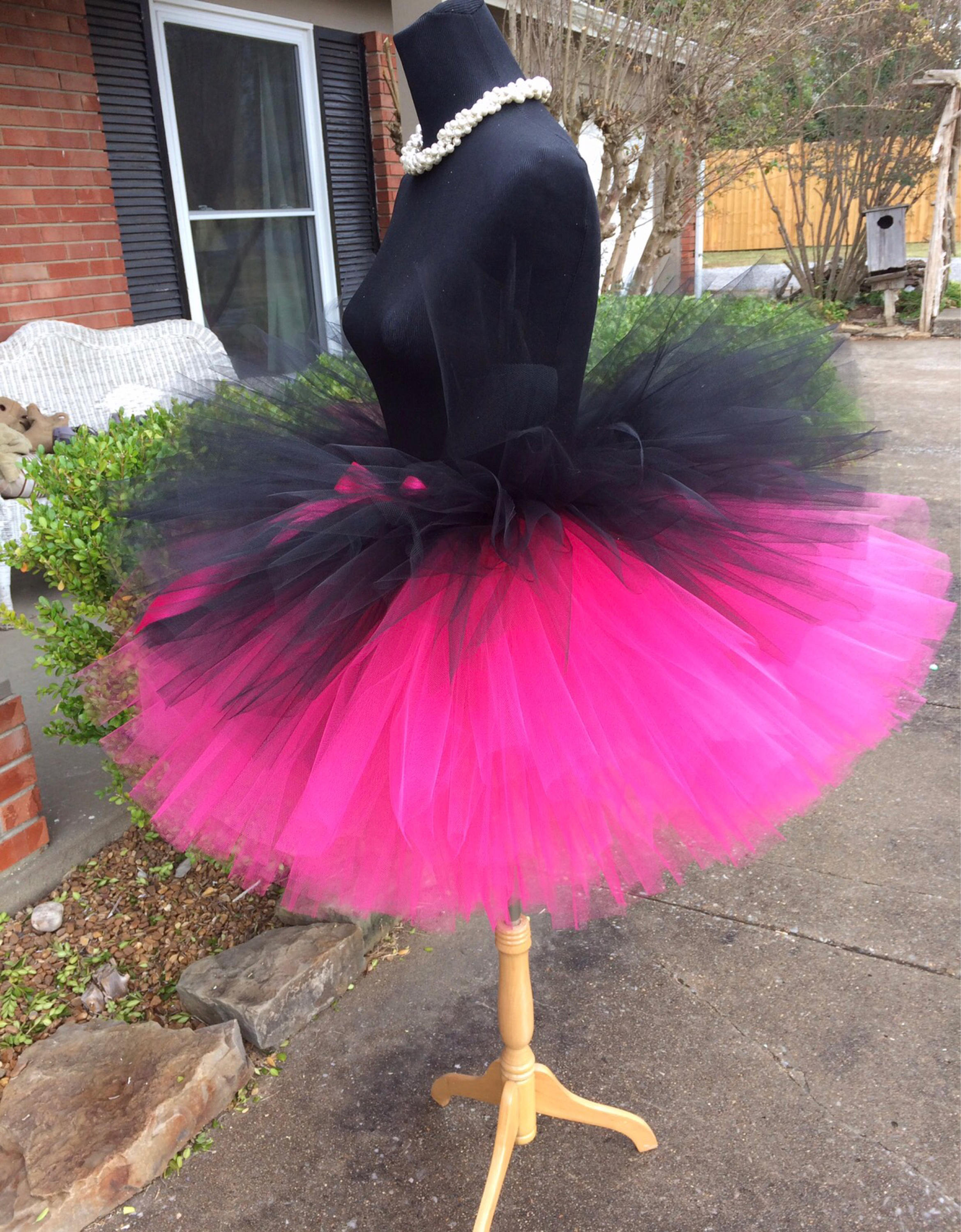 Tutú adulto en fucsia con superposición negra Tutú de | Etsy