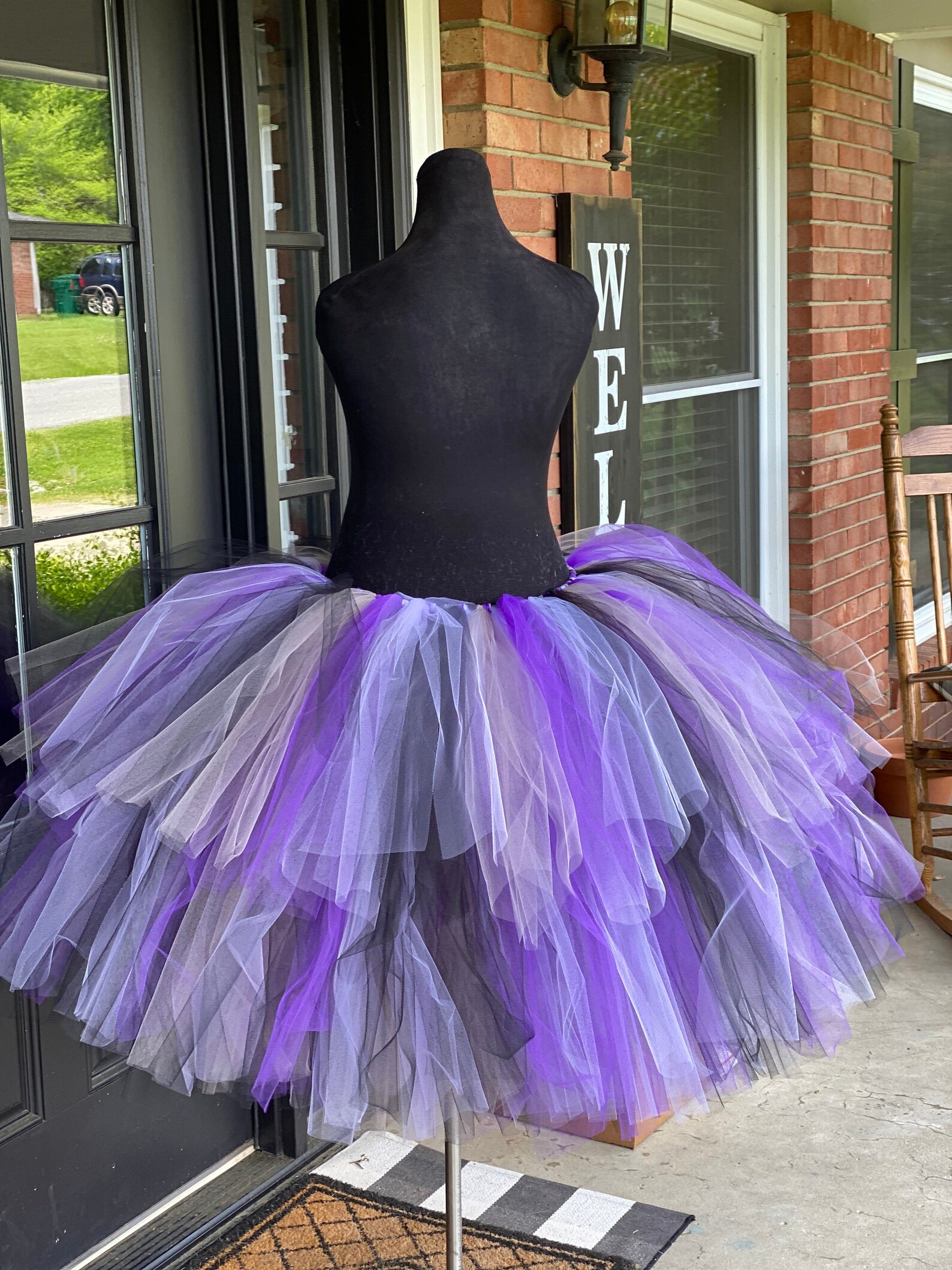Adult Tutu in Purple, Lavender, Black and Silver W/ Purple Satin Ribbon ...