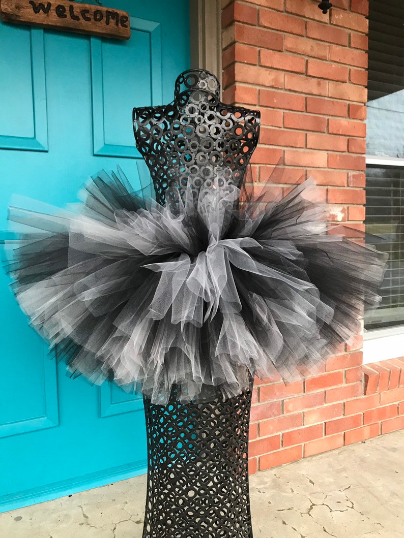 Black and Silver Adult Tutu W/ Silver Glitter Ribbon, Maternity Tutu ...