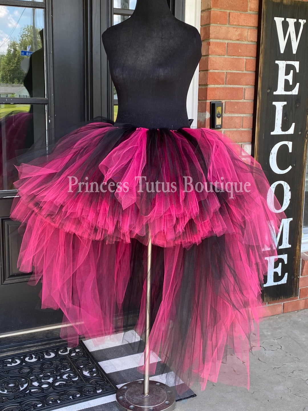 Adult Black and Fuchshia Bustle Style Tutu, Hi-lo Tutu - Etsy