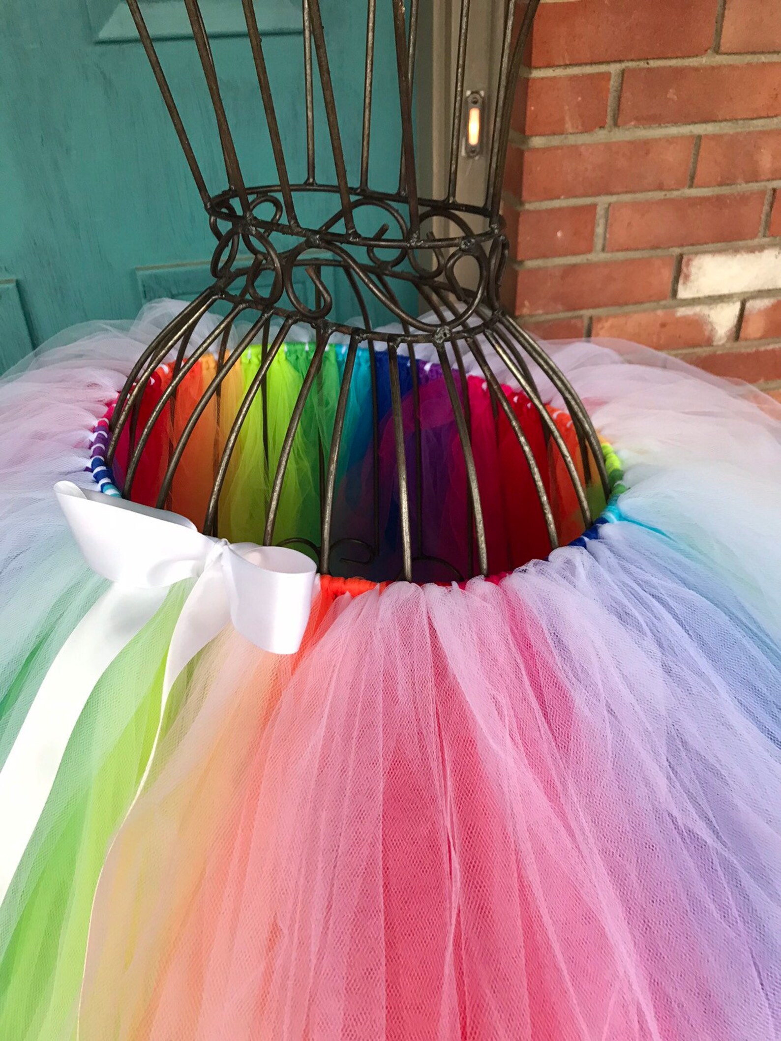Extremely Full Tutu "bright Rainbow With Shorter Thin White Overlay ...