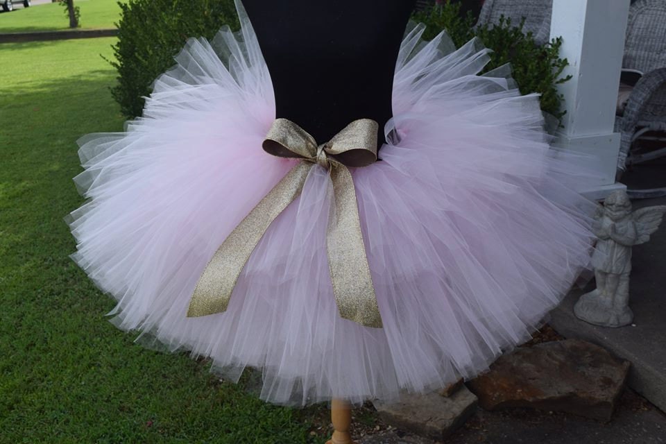 Light Pink Adult Tutu, Gold Glitter Bow, Tutus for Pre Teens, Teens and ...