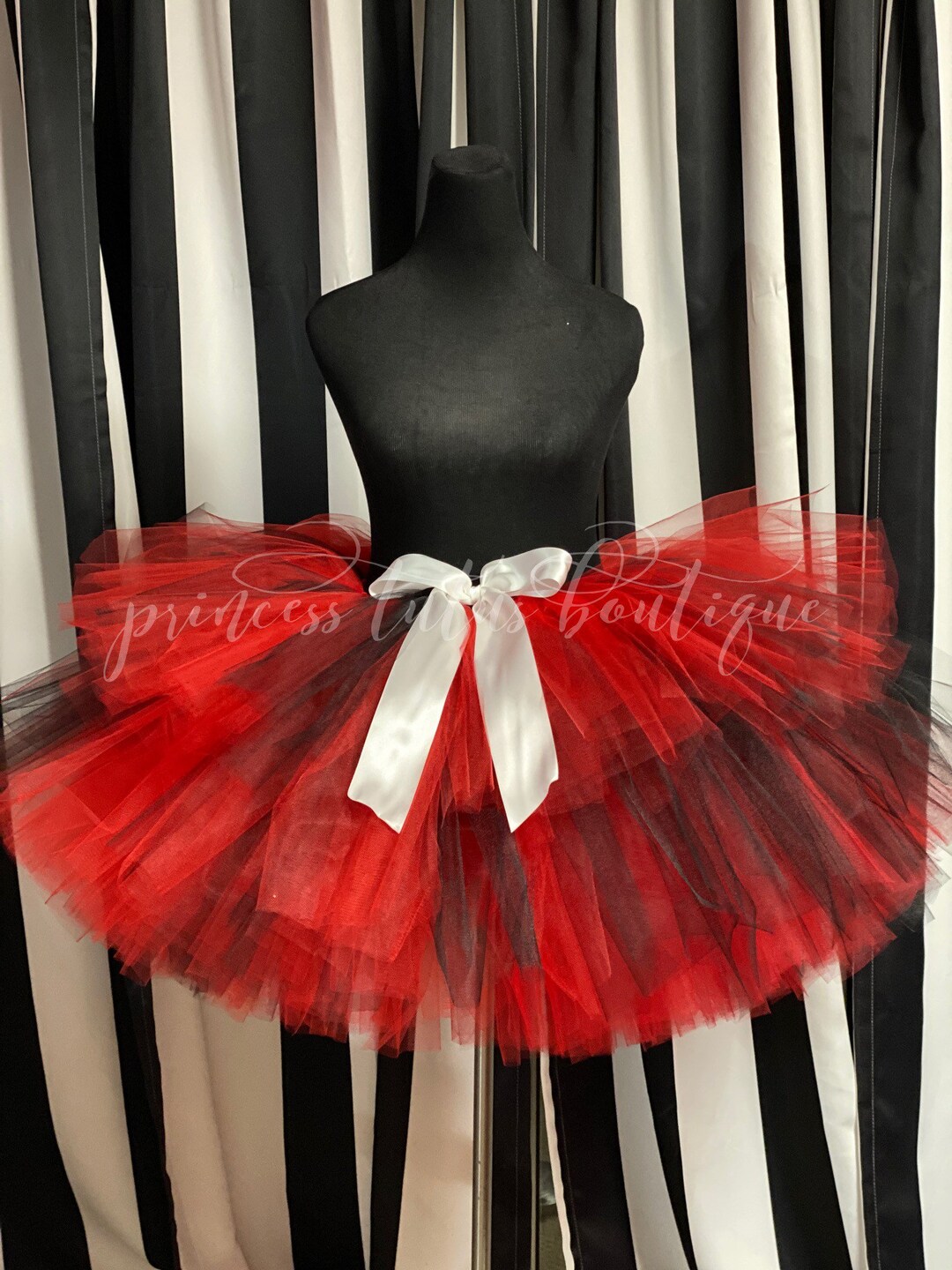 Red With Black Accents Adult Tutu W/ White Satin Ribbon Bow, Maternity ...
