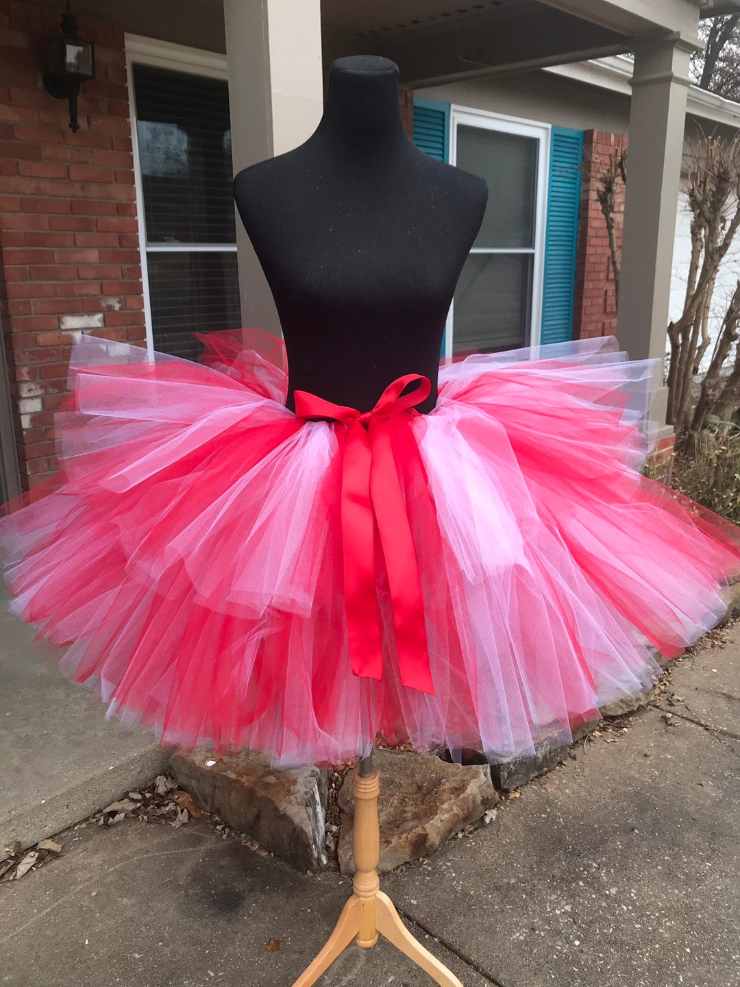 Red and White Adult Tutu W/ Red Satin Bow, Maternity Tutu, Adult Tutu ...