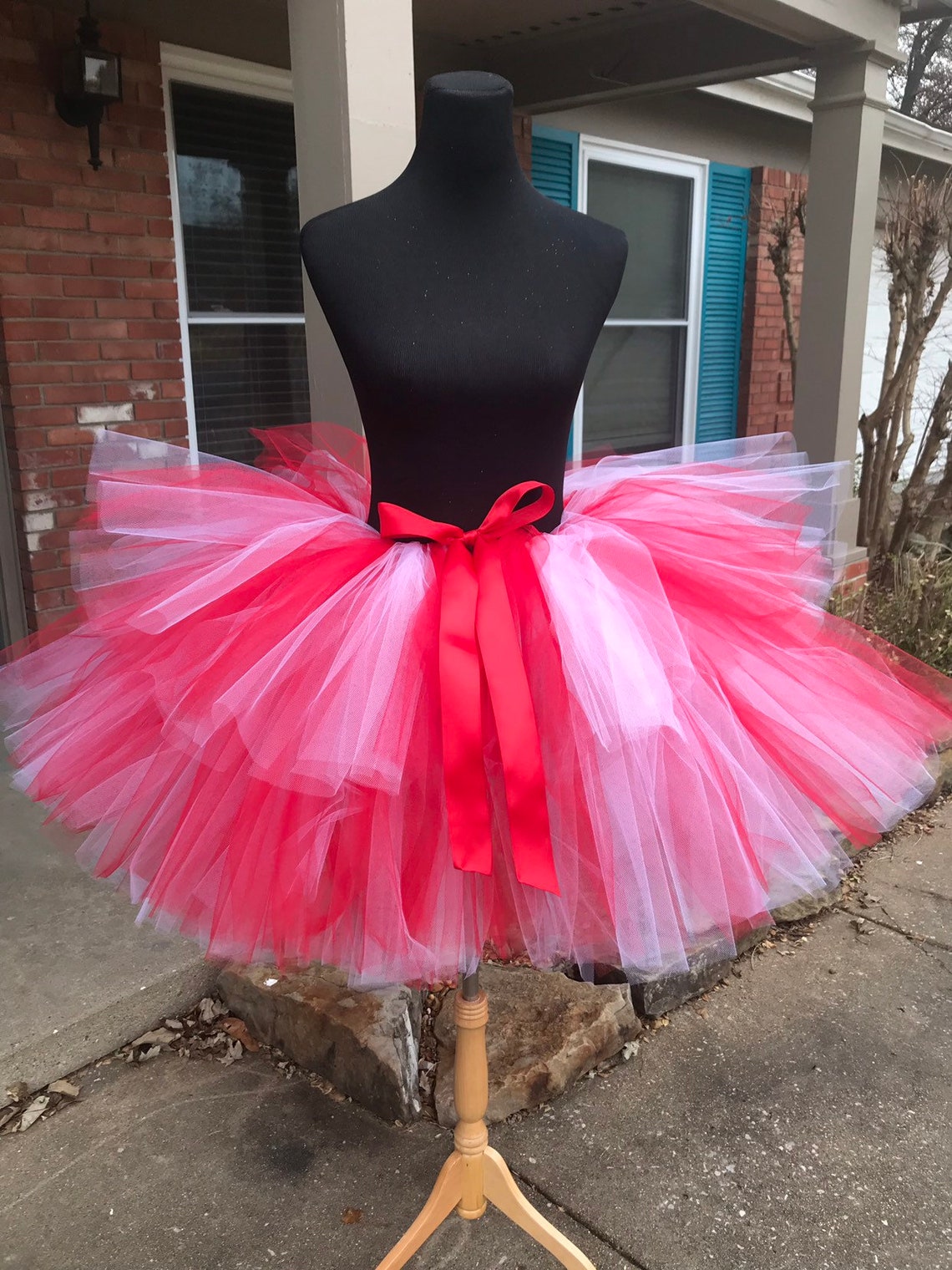 Red and White Adult Tutu W/ Red Satin Bow, Maternity Tutu, Adult Tutu ...