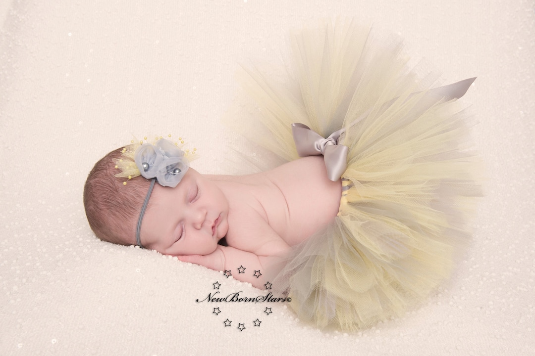Tutú amarillo y gris para niñas, tutús recién nacidos, tutús para niños ...