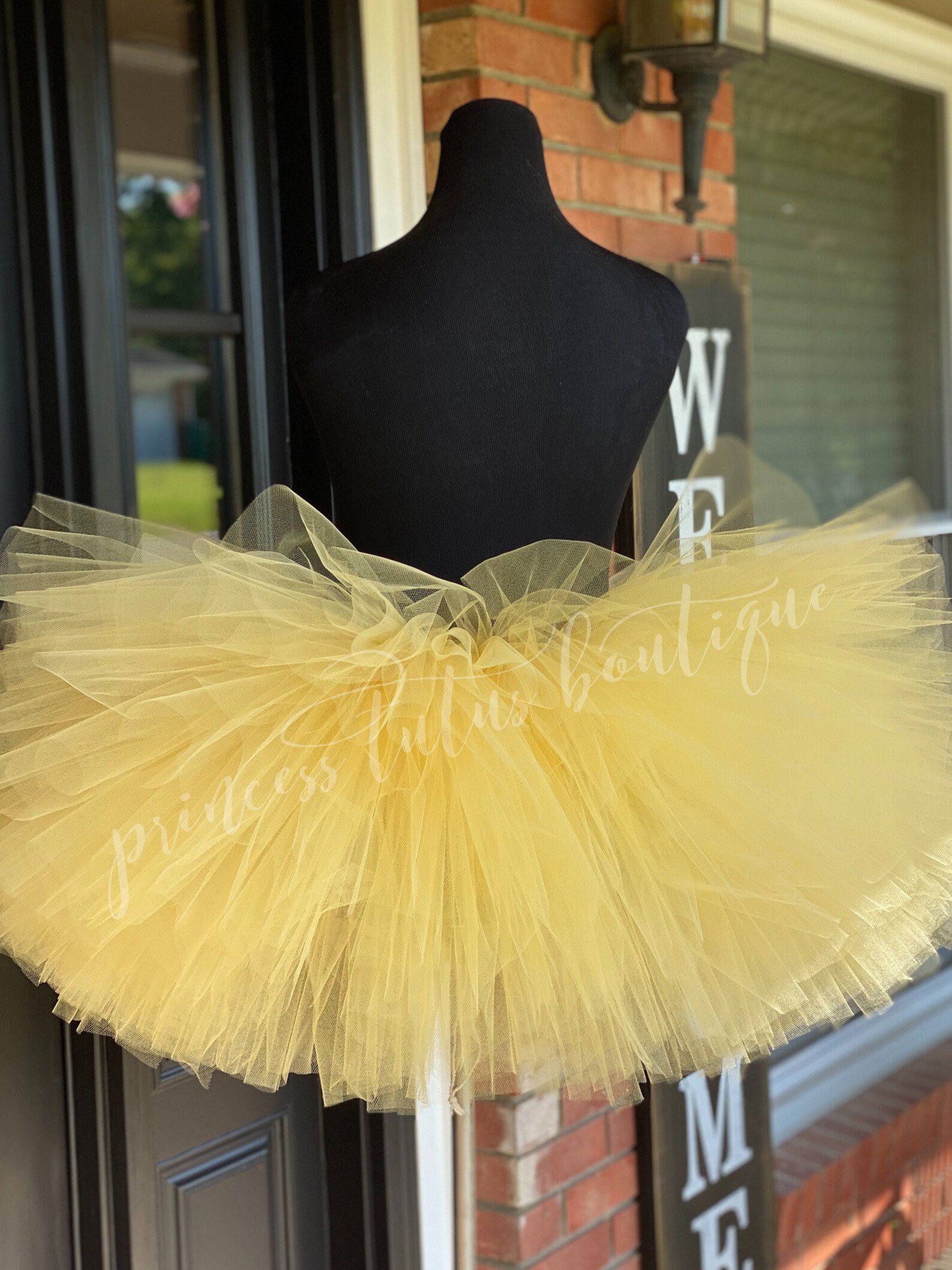 Solid Yellow Adult Tutu With a Shocking Pink Ribbon for Waist 35" to 45 ...