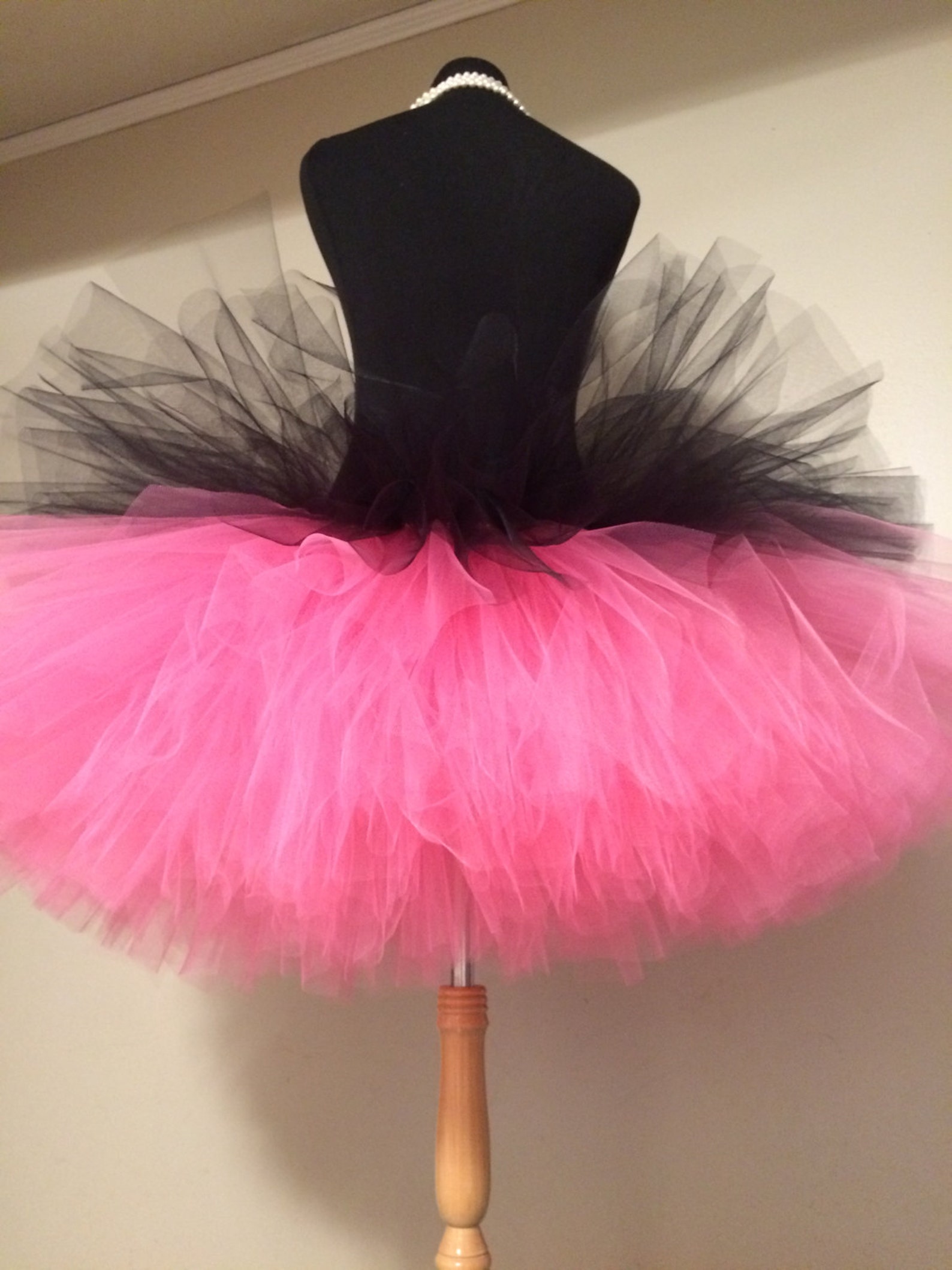 Adult Tutu in Shocking Pink W/ Black Overlay, Maternity Tutu, Adult ...