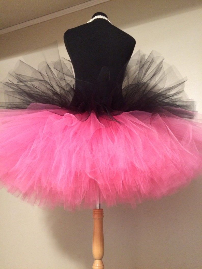 Adult Tutu in Shocking Pink W/ Black Overlay, Maternity Tutu, Adult ...