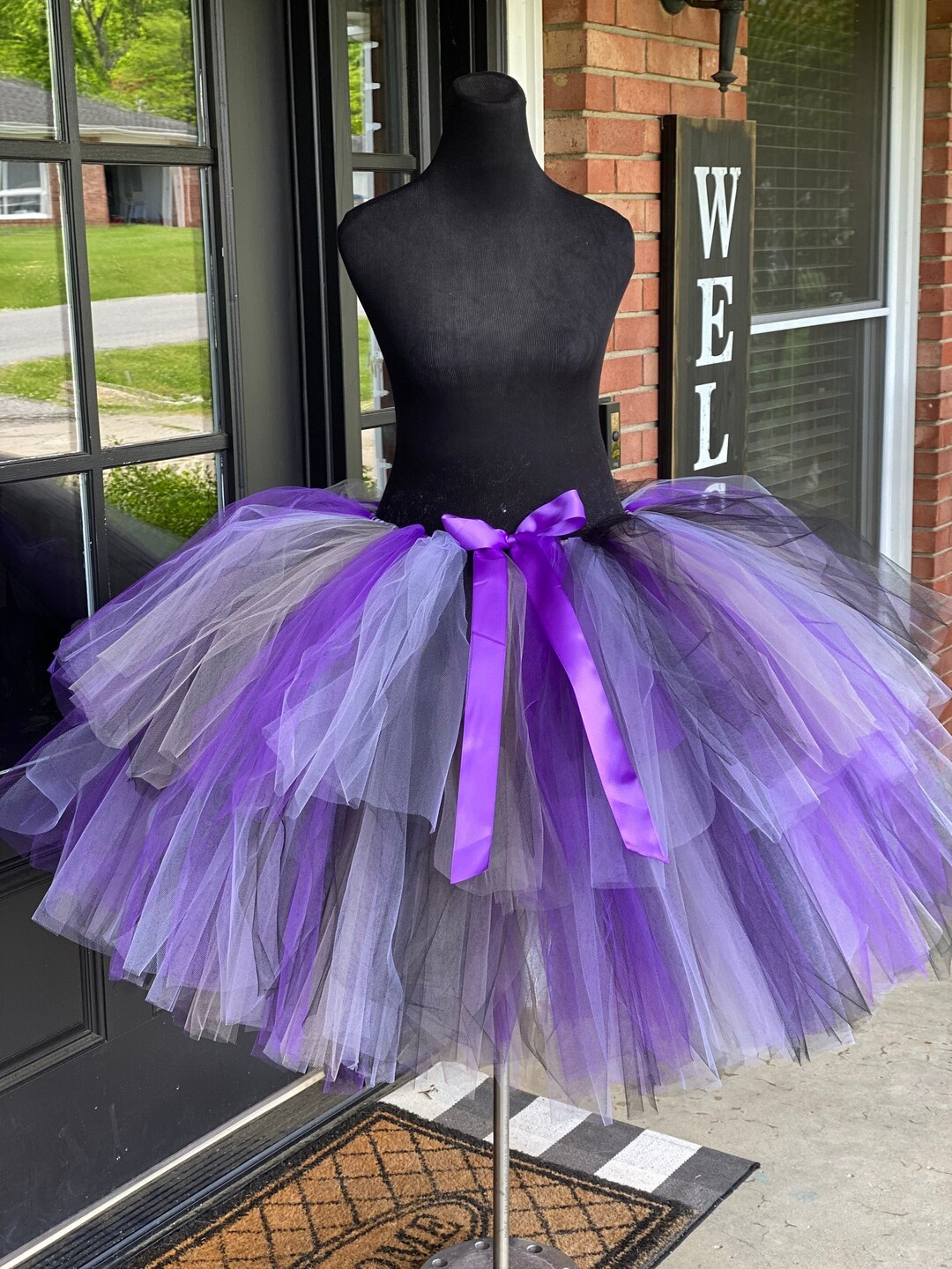 Adult Tutu in Purple, Lavender, Black and Silver W/ Purple Satin Ribbon ...