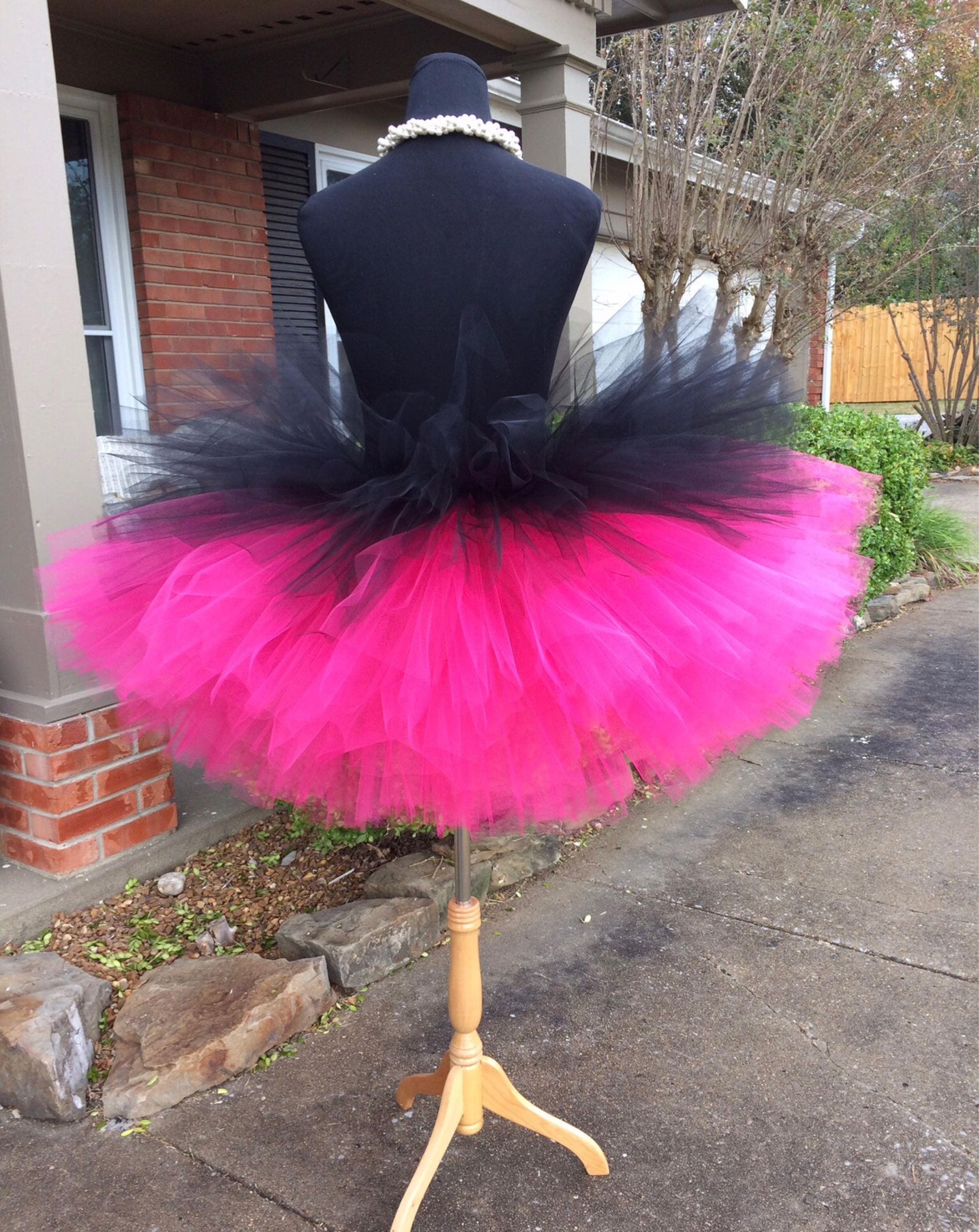 Tutú adulto en fucsia con superposición negra Tutú de | Etsy