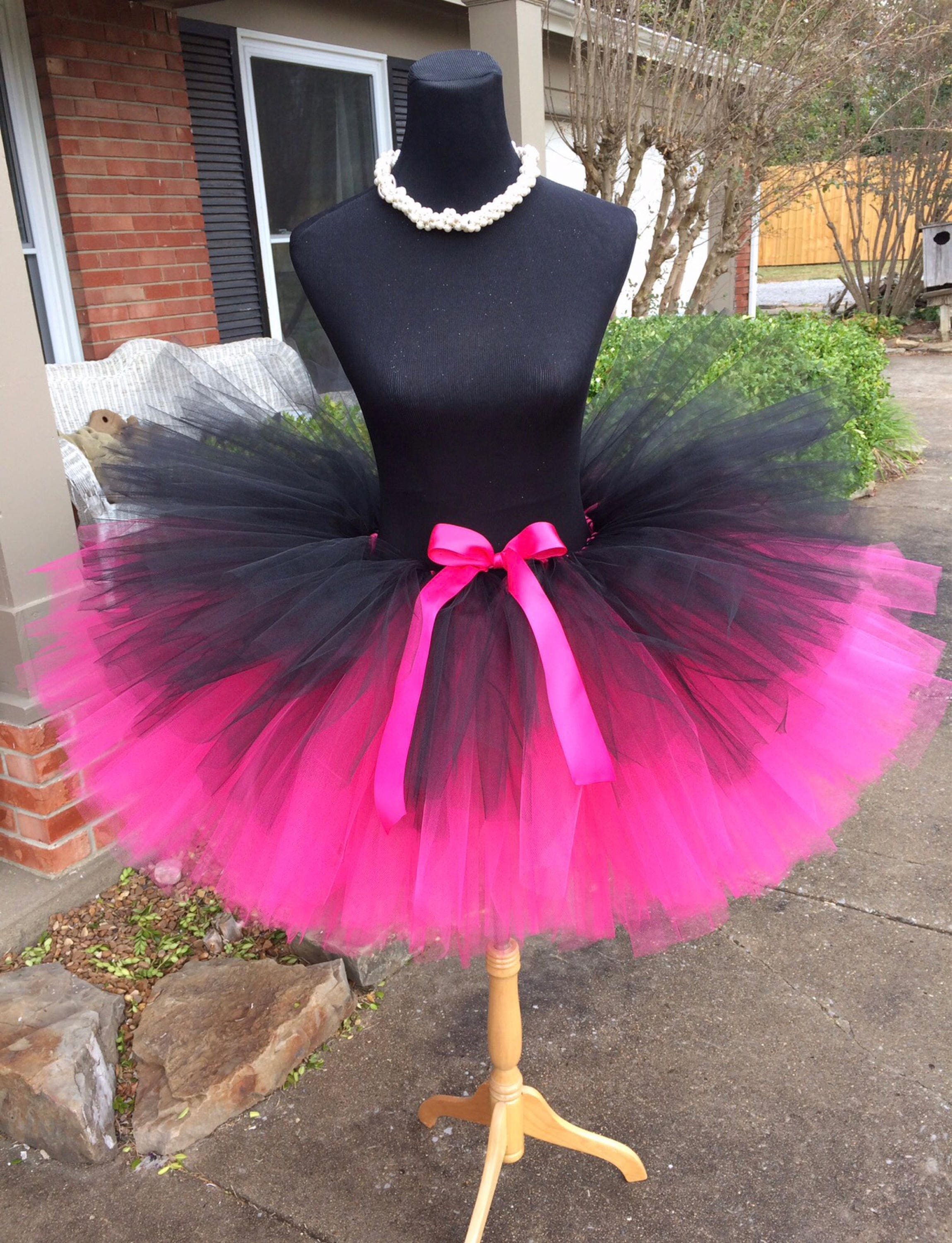 Tutú adulto en fucsia con superposición negra Tutú de | Etsy