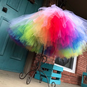 Extremely Full Tutu "bright Rainbow With Shorter Thin White Overlay ...