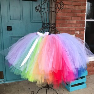 Extremely Full Tutu "bright Rainbow With Shorter Thin White Overlay ...