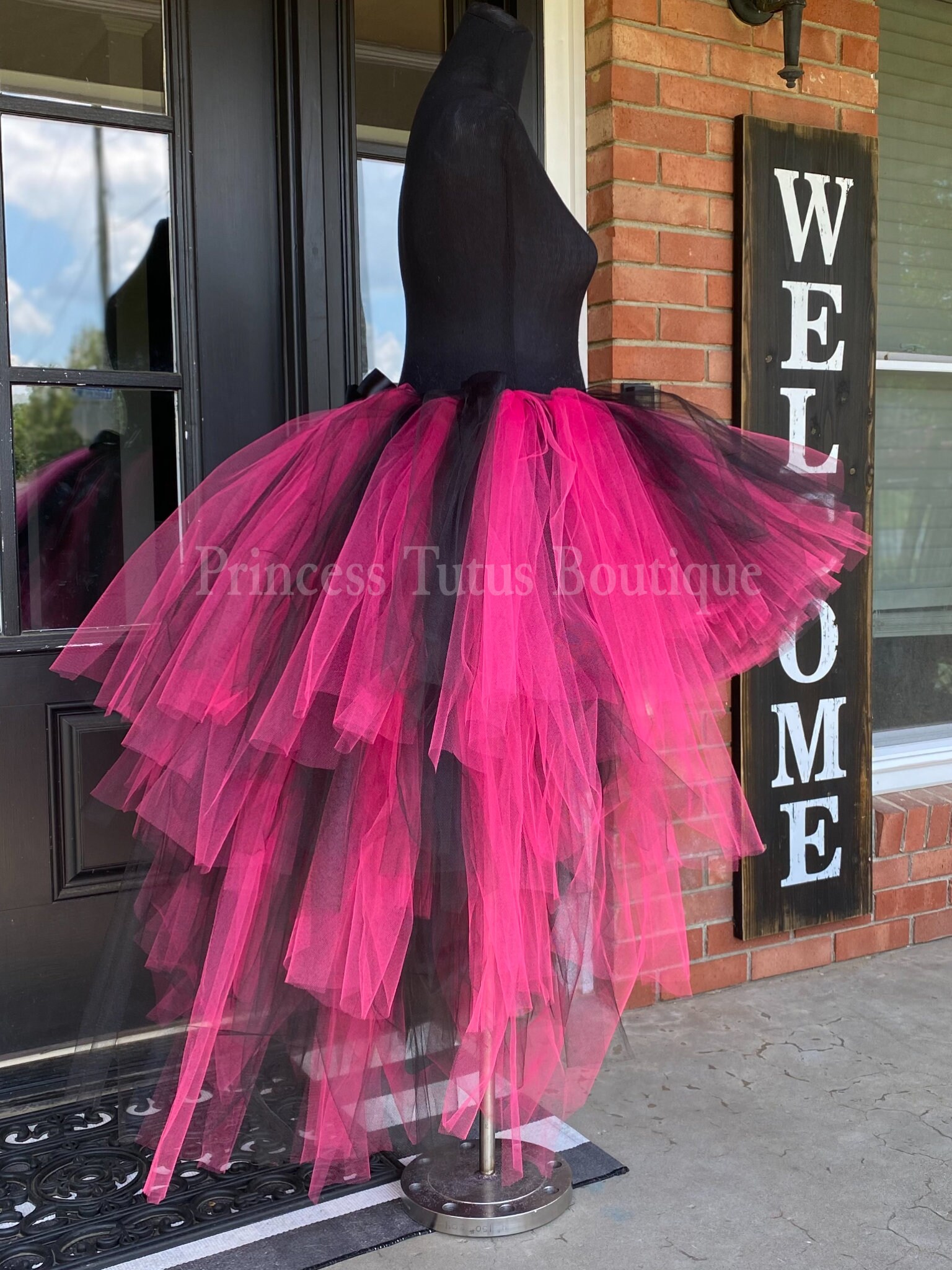 Adult Black and Fuchshia Bustle Style Tutu, Hi-lo Tutu - Etsy