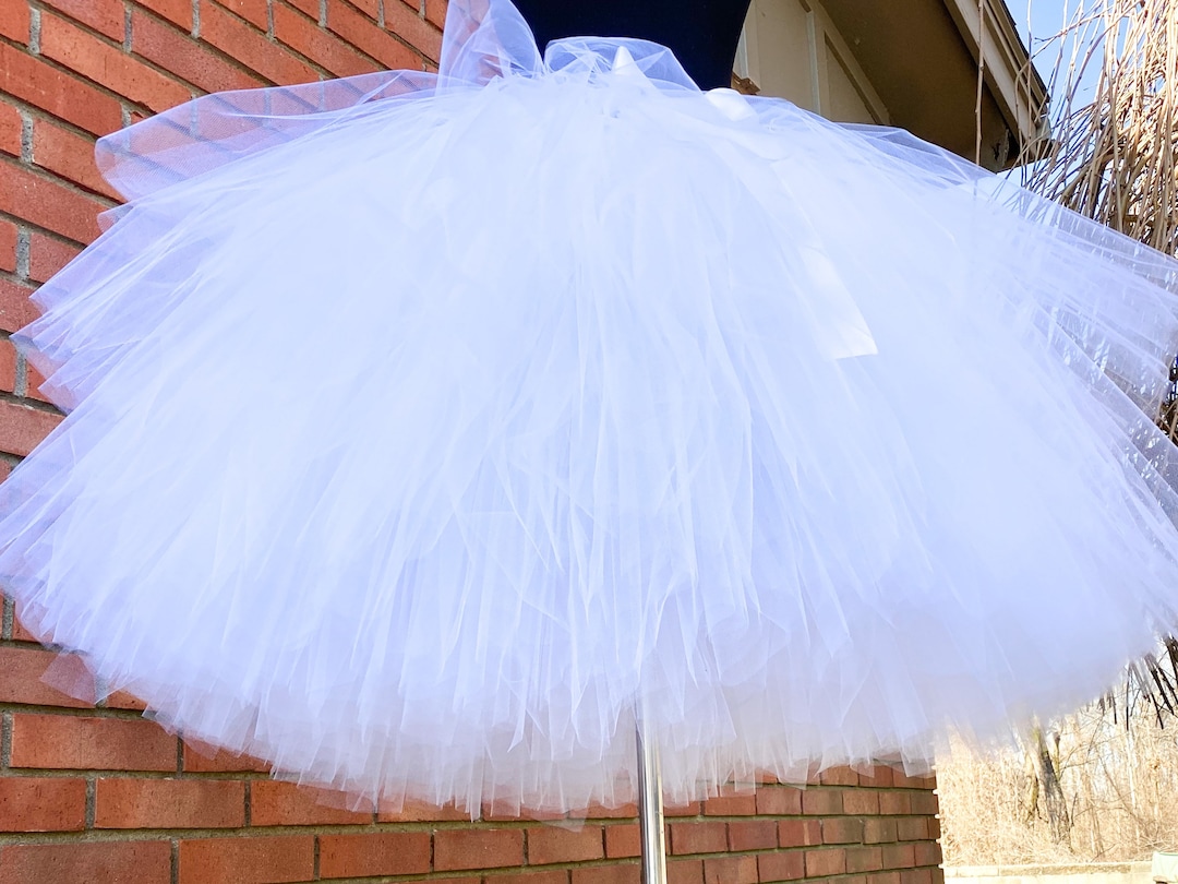 Adult Tutu, Adult White Tutus, Solid White 2 Tier Bridal Tutu for Waist ...