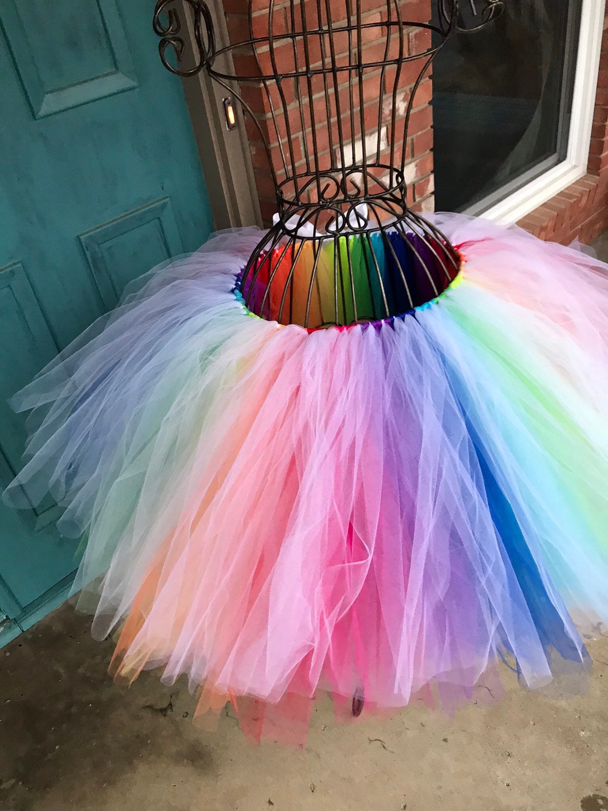 Extremely Full Tutu "bright Rainbow With Shorter Thin White Overlay ...
