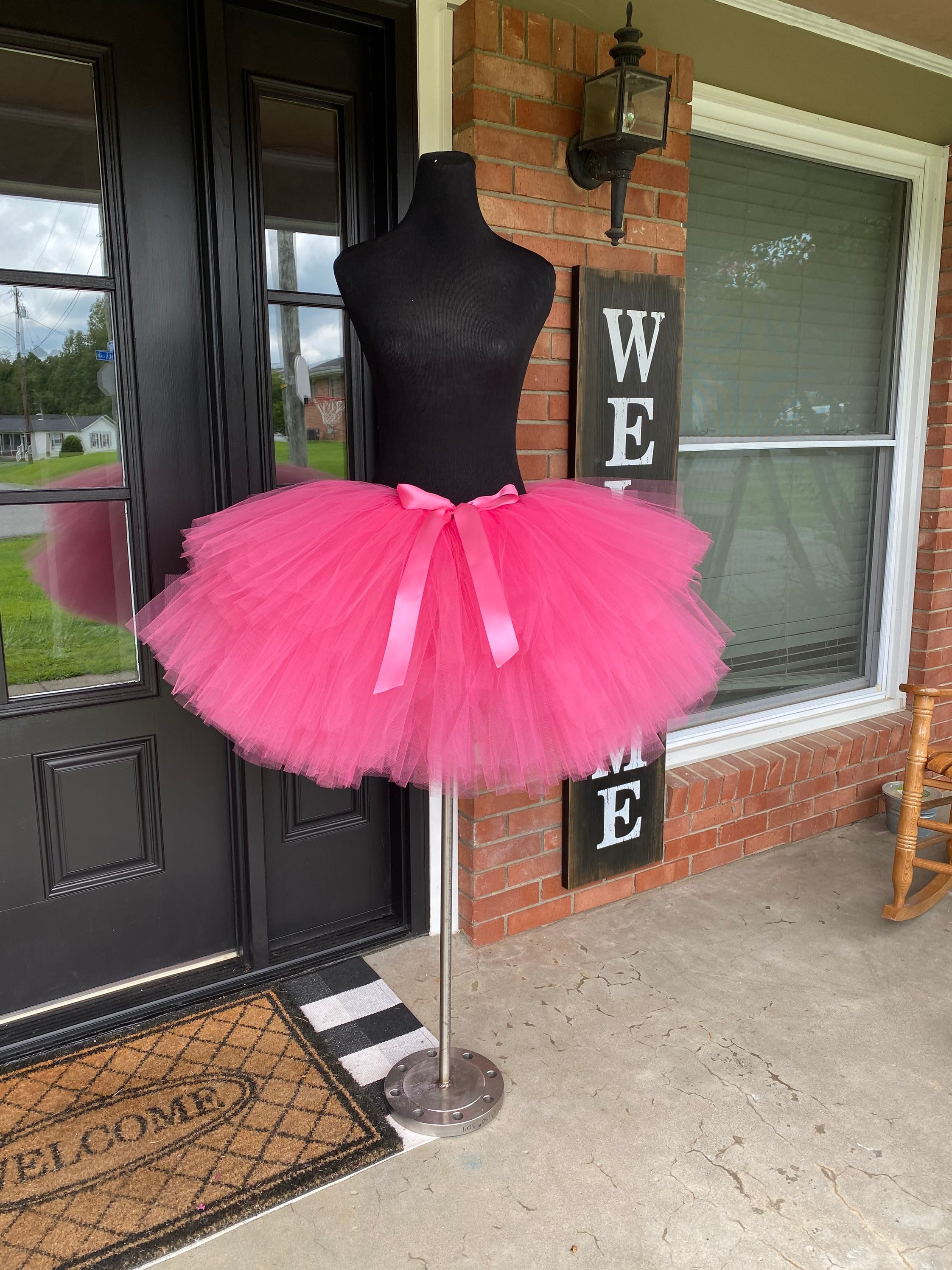 Shocking Pink Adult Tutu With Matching Satin Bow, Maternity Tutu, Adult ...