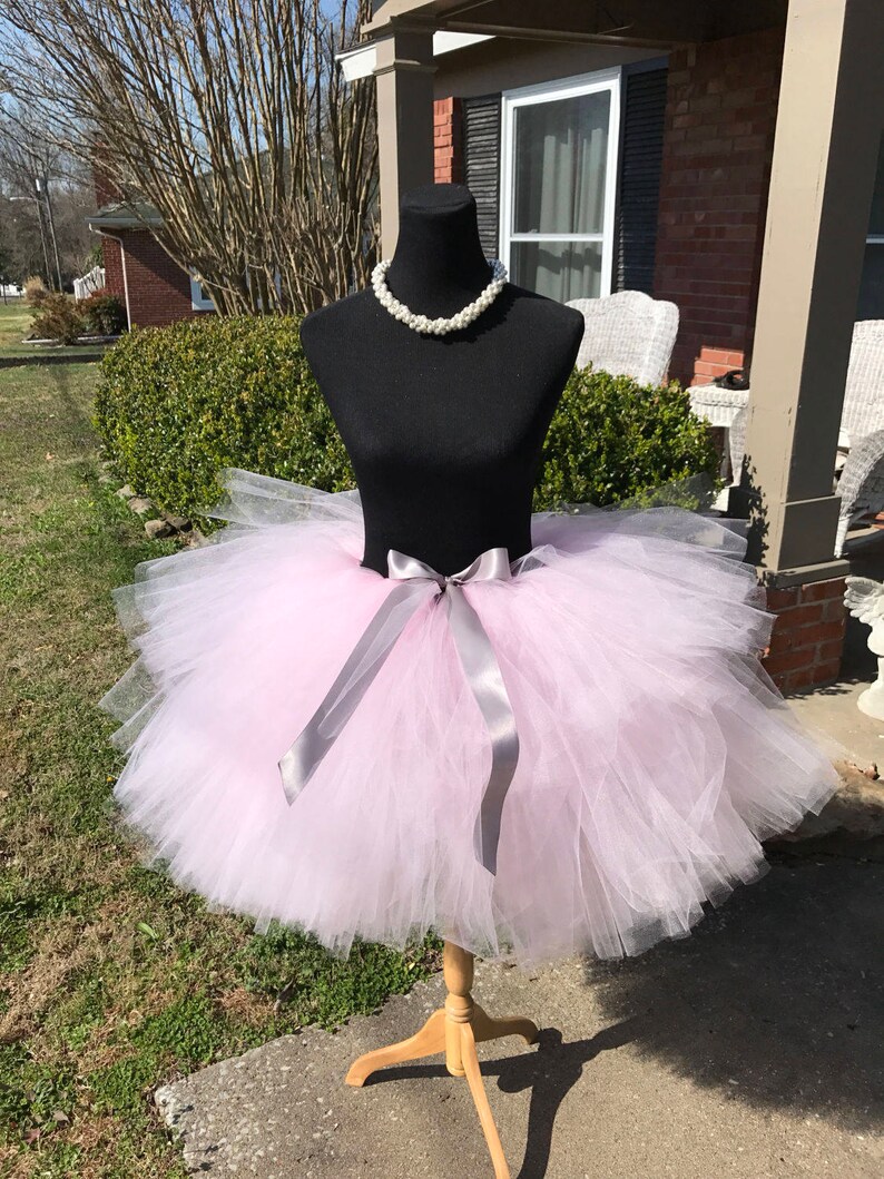 Light Pink Tutu With Silver Satin Ribbon Maternity Tutu Adult Etsy