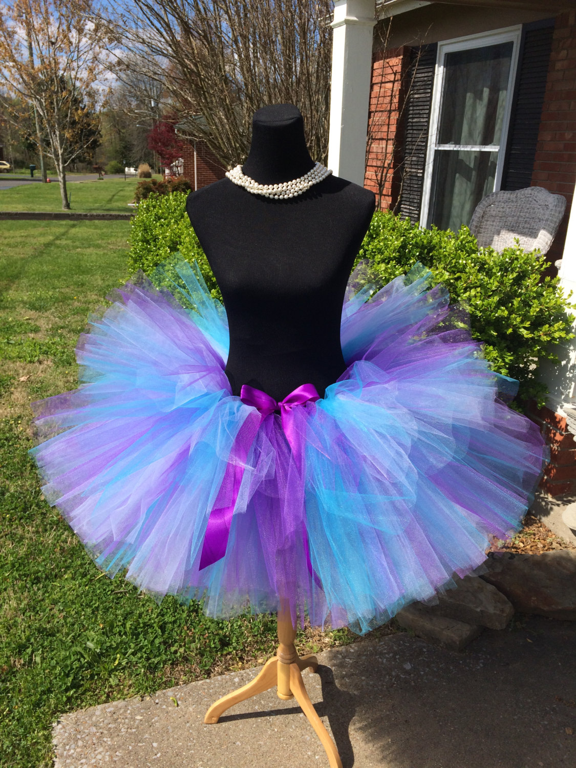Purple, Turquoise & White Adult Tulle Tutu, Ribbon-tied Waist - Etsy