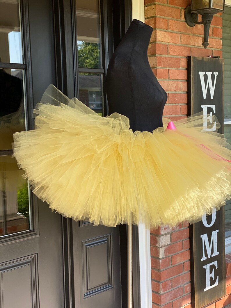 Yellow Adult Tutu W/ Shocking Pink Ribbon, Maternity Tutu, Adult Tutu ...
