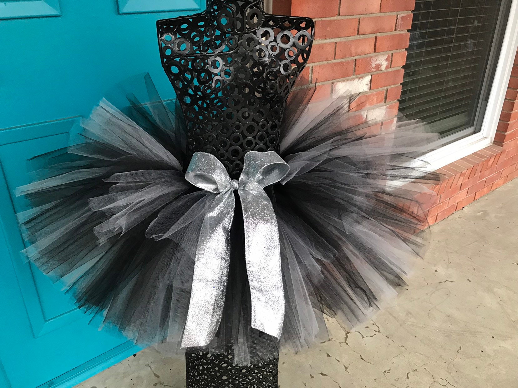 Black and Silver Adult Tutu W/ Silver Glitter Ribbon, Maternity Tutu ...
