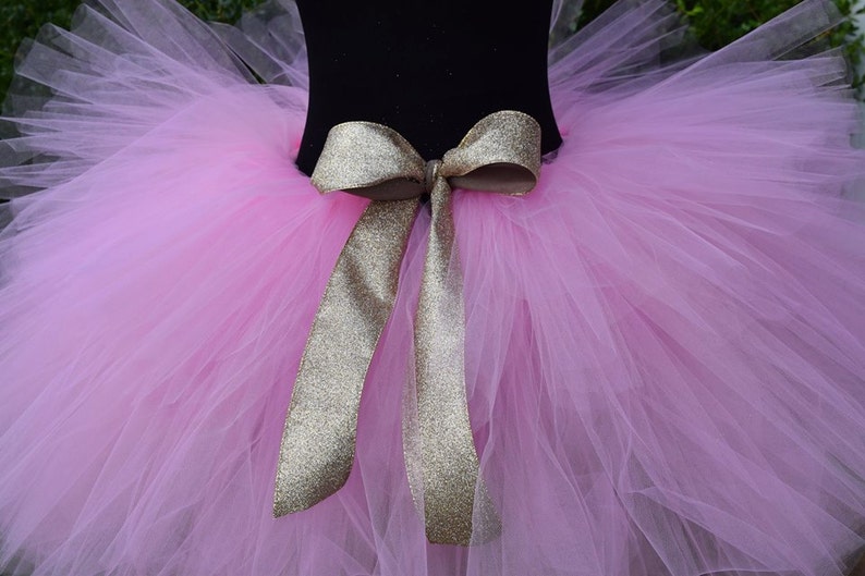 Pink Adult Tutu With Gold Glitter Ribbon for Waist 35" up to 45" Great ...