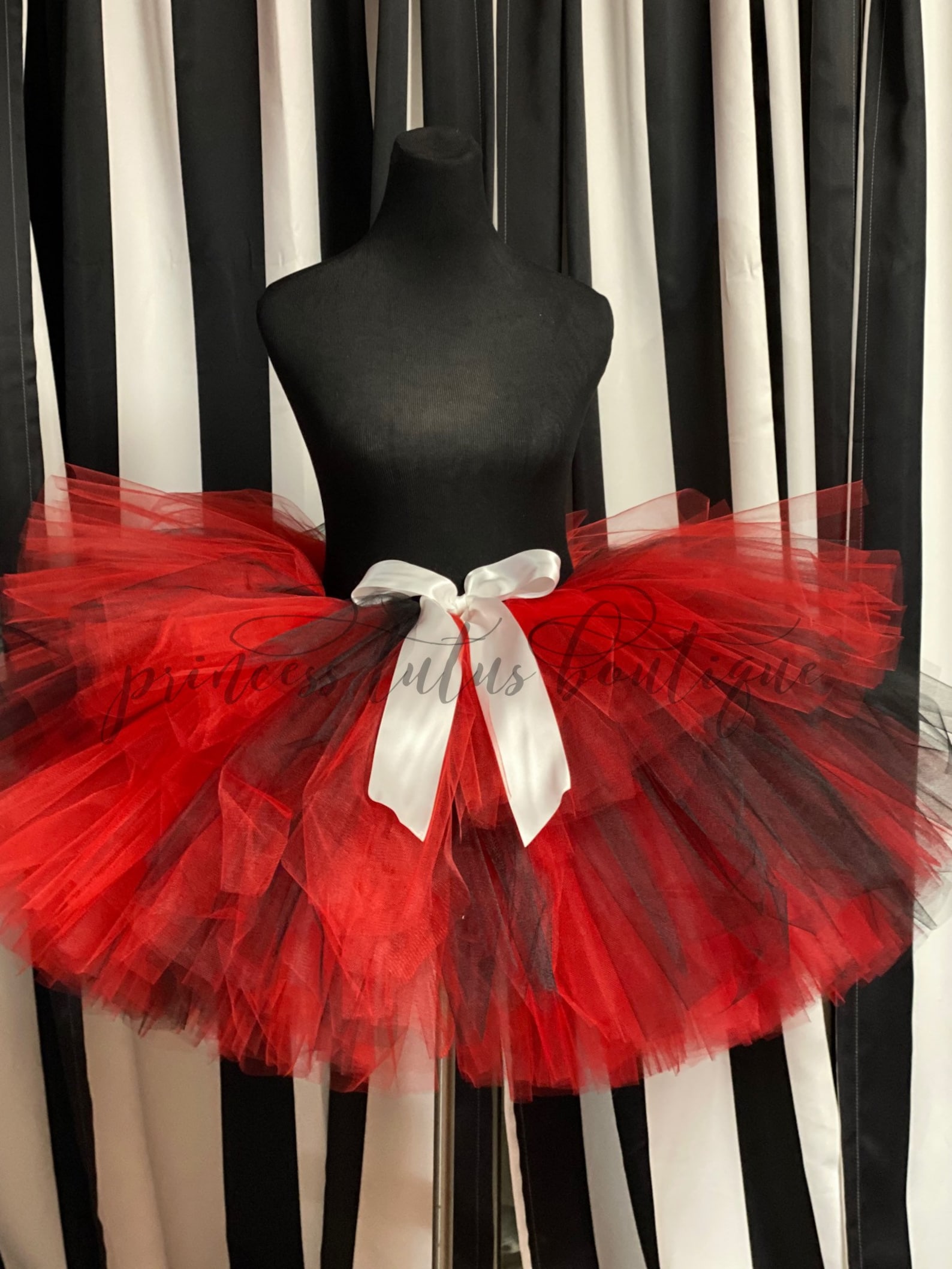 Red With Black Accents Adult Tutu W/ White Satin Ribbon Bow, Maternity ...