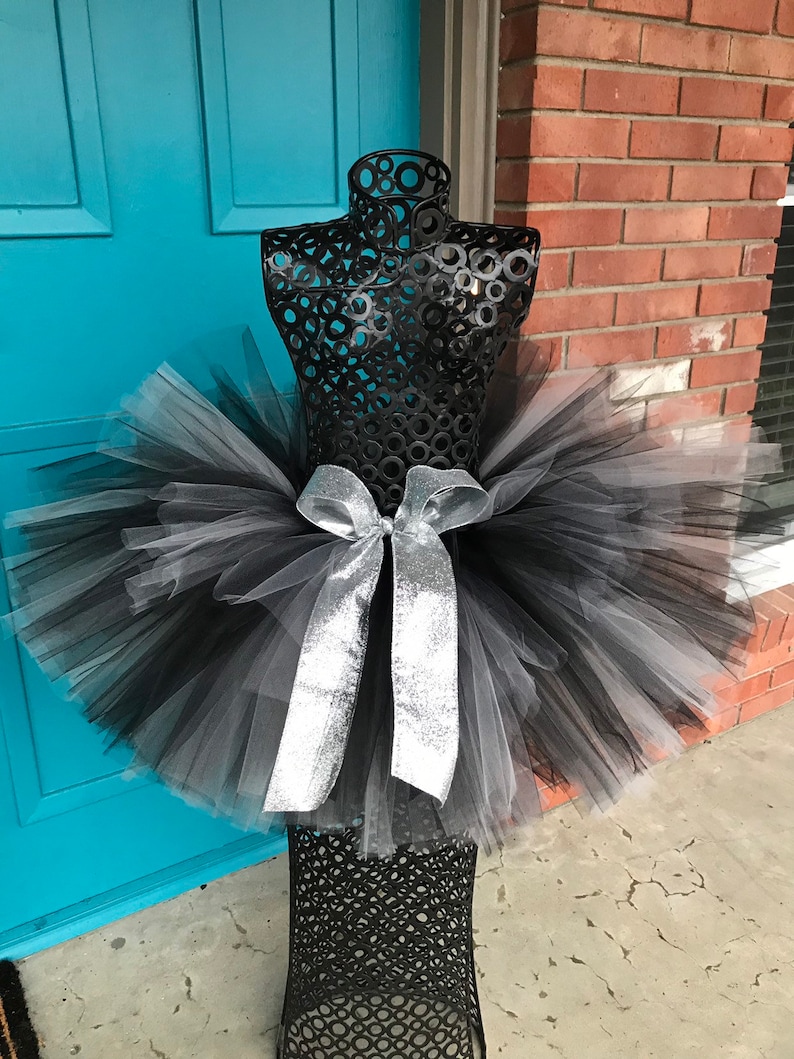 Black and Silver Adult Tutu W/ Silver Glitter Ribbon, Maternity Tutu ...