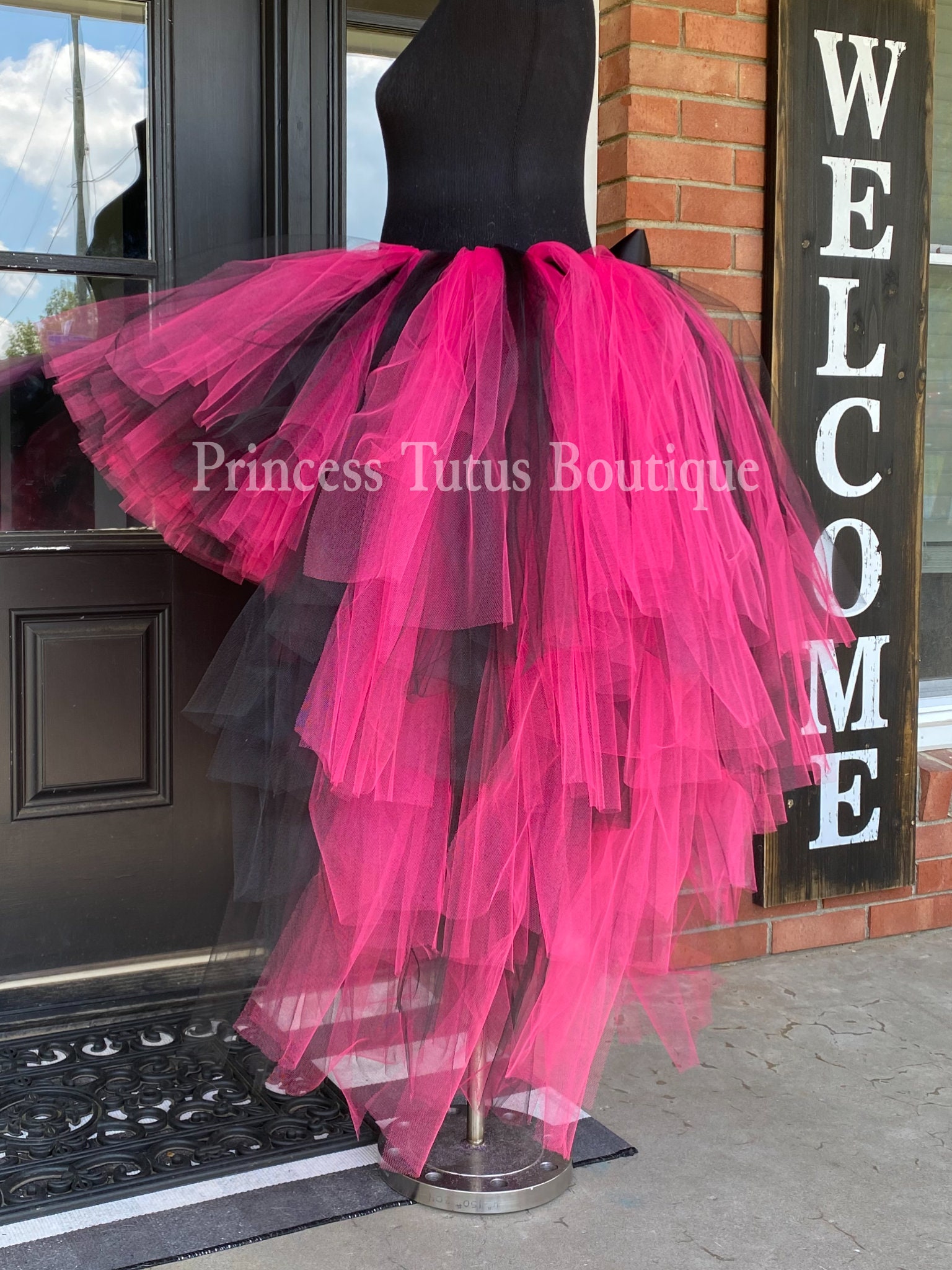Adult Black and Fuchshia Bustle Style Tutu, Hi-lo Tutu - Etsy