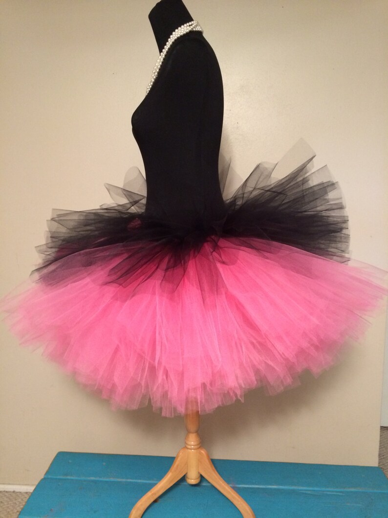 Adult Tutu in Shocking Pink W/ Black Overlay, Maternity Tutu, Adult ...