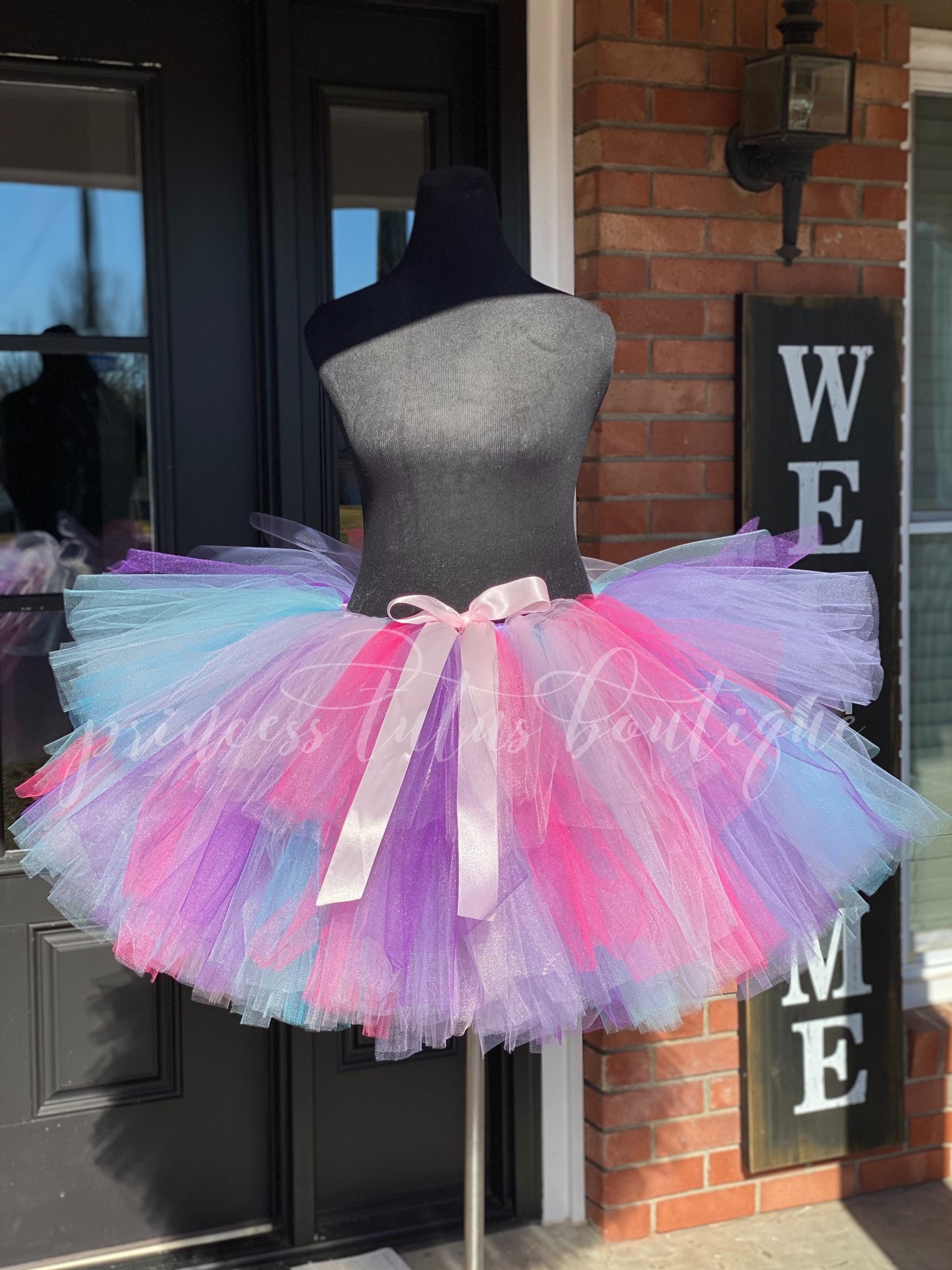Multi Colored Adult Tutu W/ Light Pink Ribbon “confetti Fun” Maternity ...