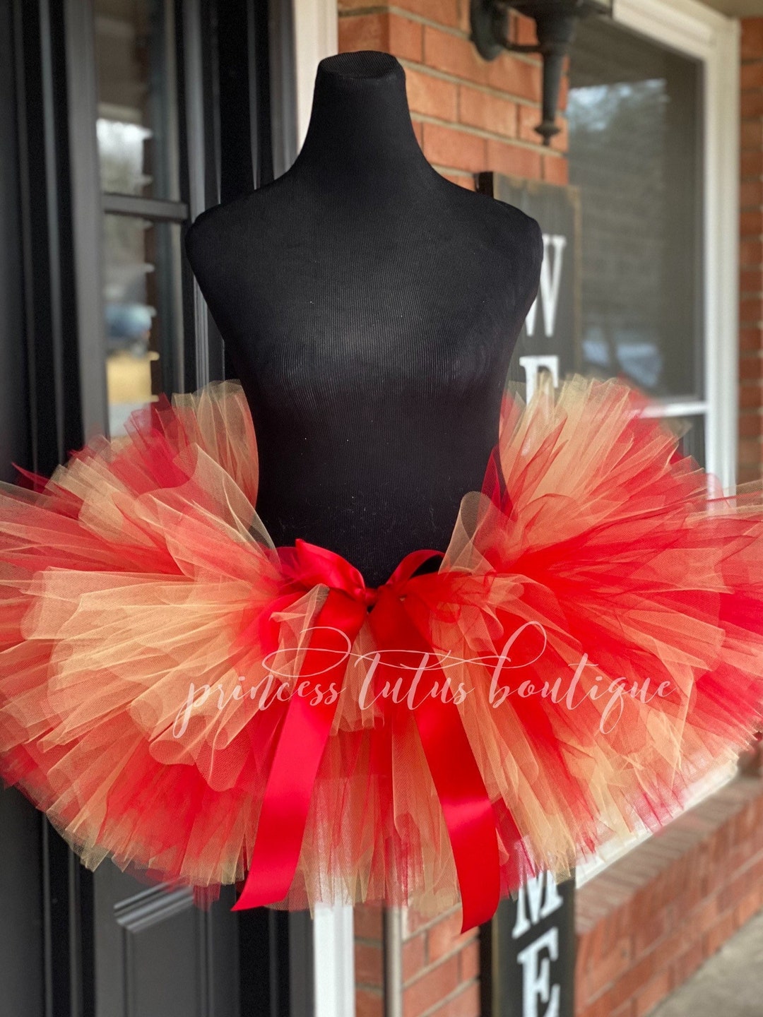 Red and Yellow Adult Tutu W/ Red Ribbon, Maternity Tutu, Adult Tutu ...