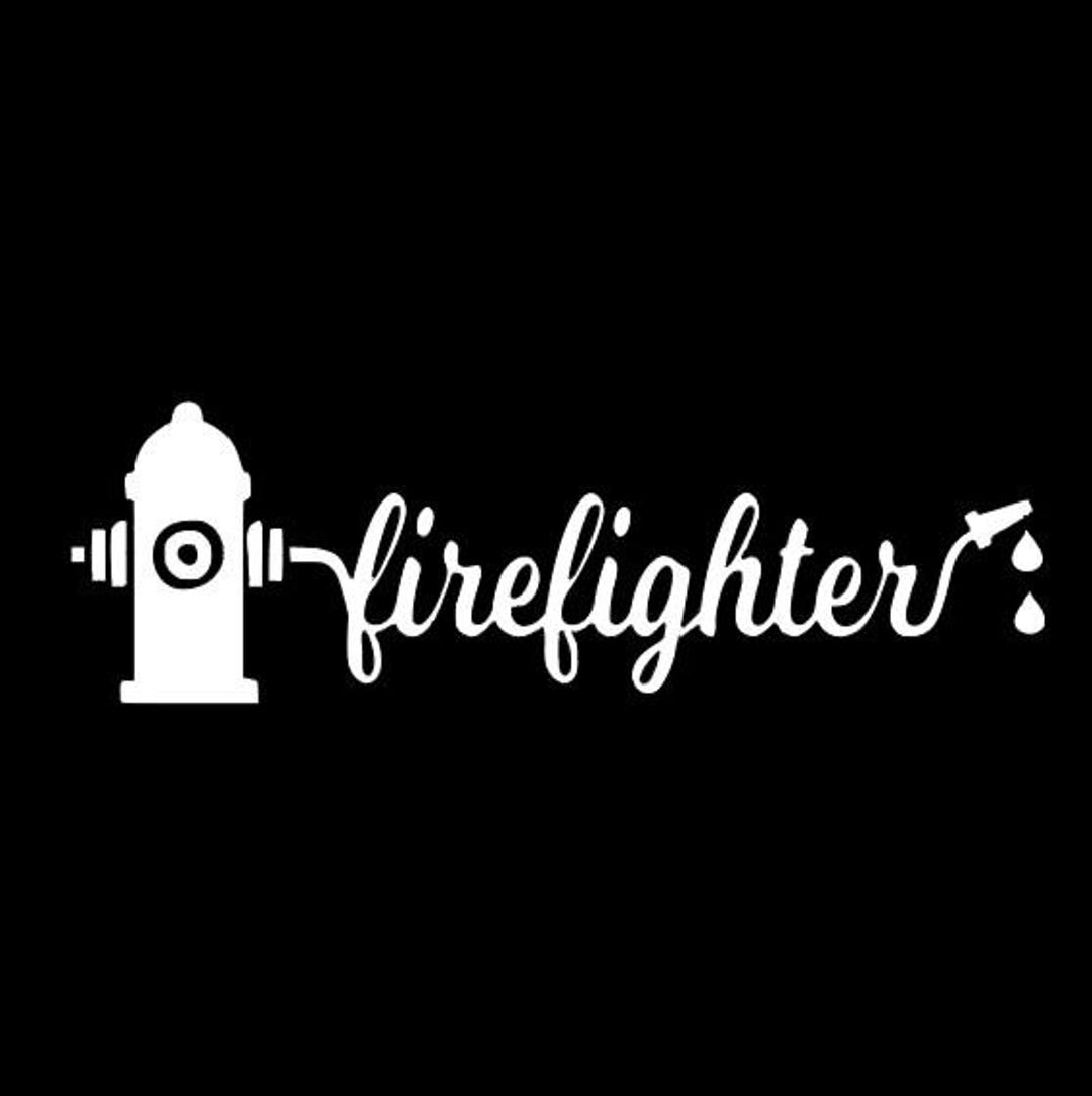 Firefighter Hydrant and Hose, Self Adhesive, Vinyl Window Decal for ...