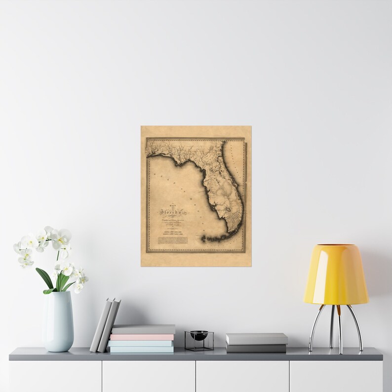 Vintage 1823 Florida Gulf of Mexico Map Wall Art - Antique Nautical ...