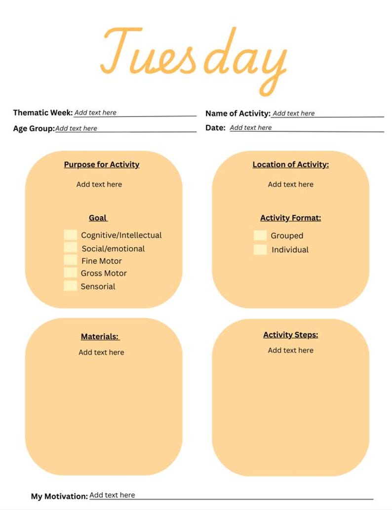 Daily Activity Planner for Kids | Weekly Homeschool Activity Templates ...