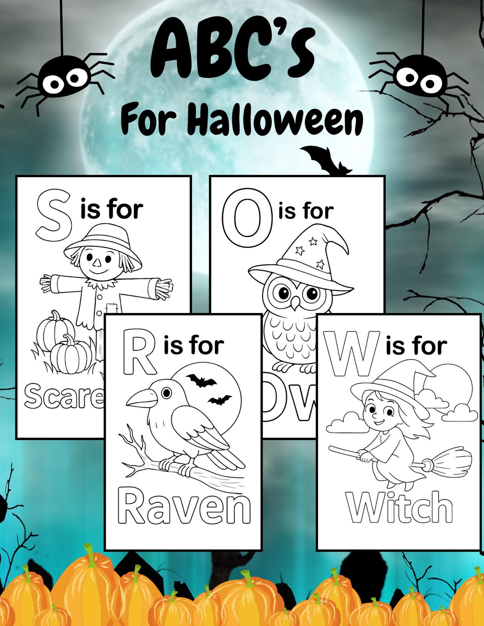 Halloween ABC Coloring Book: Printable Alphabet Learning Activity (PDF ...