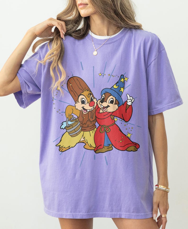 Vintage Disney Chip N Dale Costume Mickey Mouse Magic Broom Shirt ...