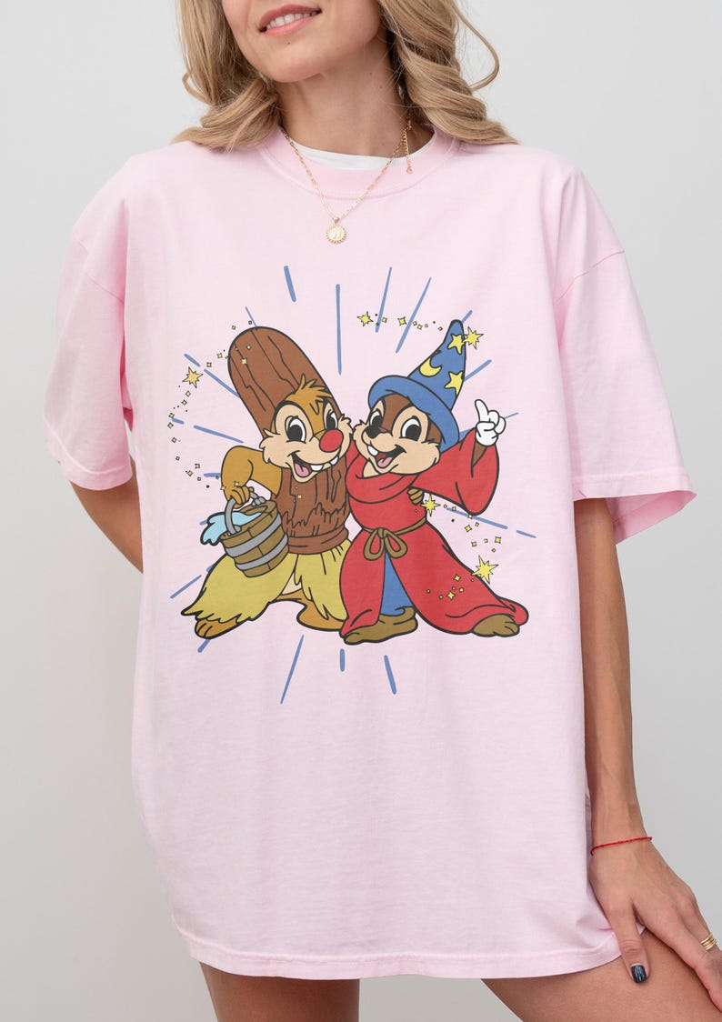 Vintage Disney Chip N Dale Costume Mickey Mouse Magic Broom Shirt ...