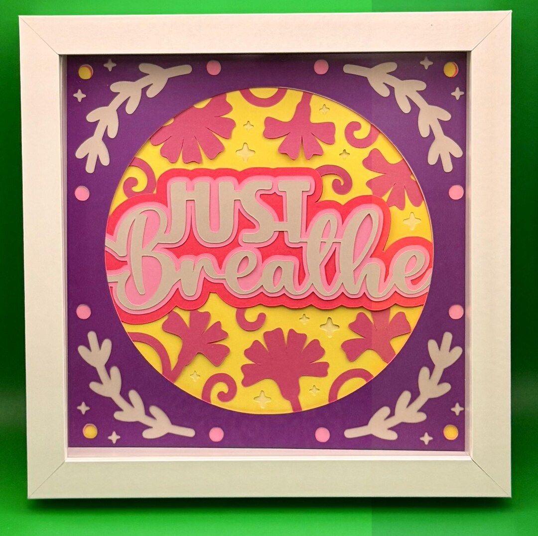Just Breathe Layered Paper Shadow Box - 8x8 - White Frame - Etsy