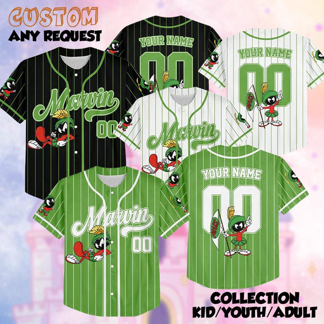 Personalized Marvin the Martian Baseball Jersey, Custom Marvin Jersey ...