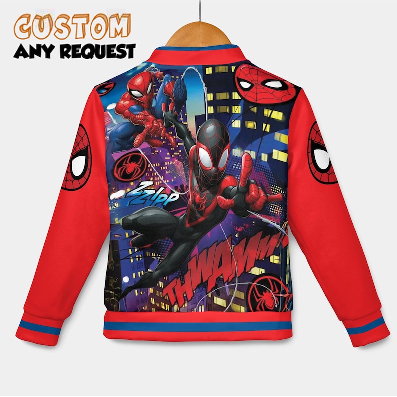 Personalized Spiderman Jacket, Kids Varsity Jacket, Spiderman Baseball ...