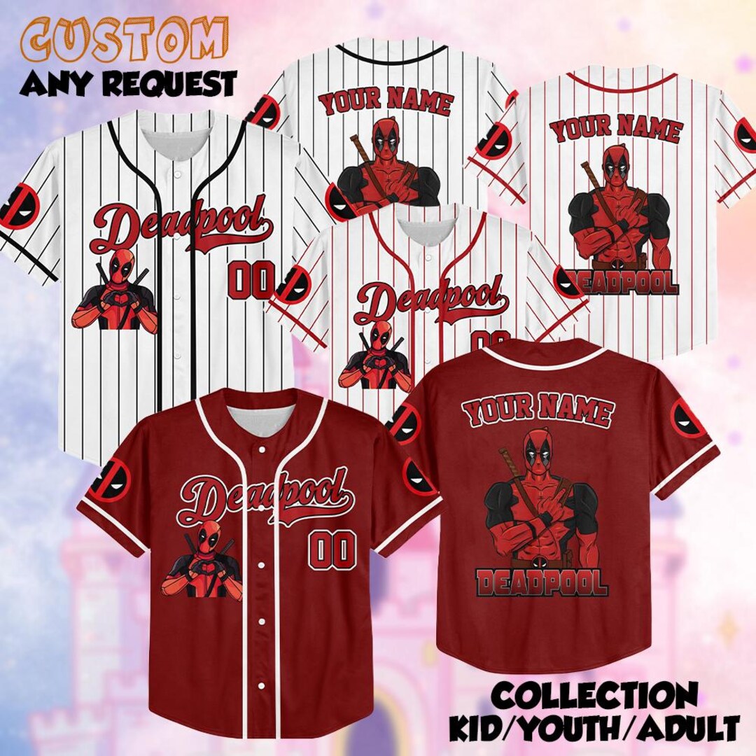 Custom Deadpool Collection Baseball Jersey, Disney Wolverine and ...
