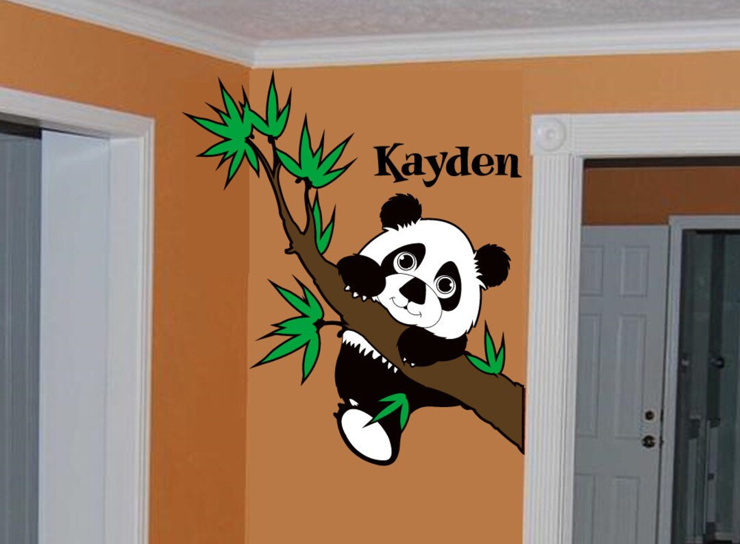 Personalized Kids Panda Vinyl Wall Art Decal Sticker - 4 Color - Etsy