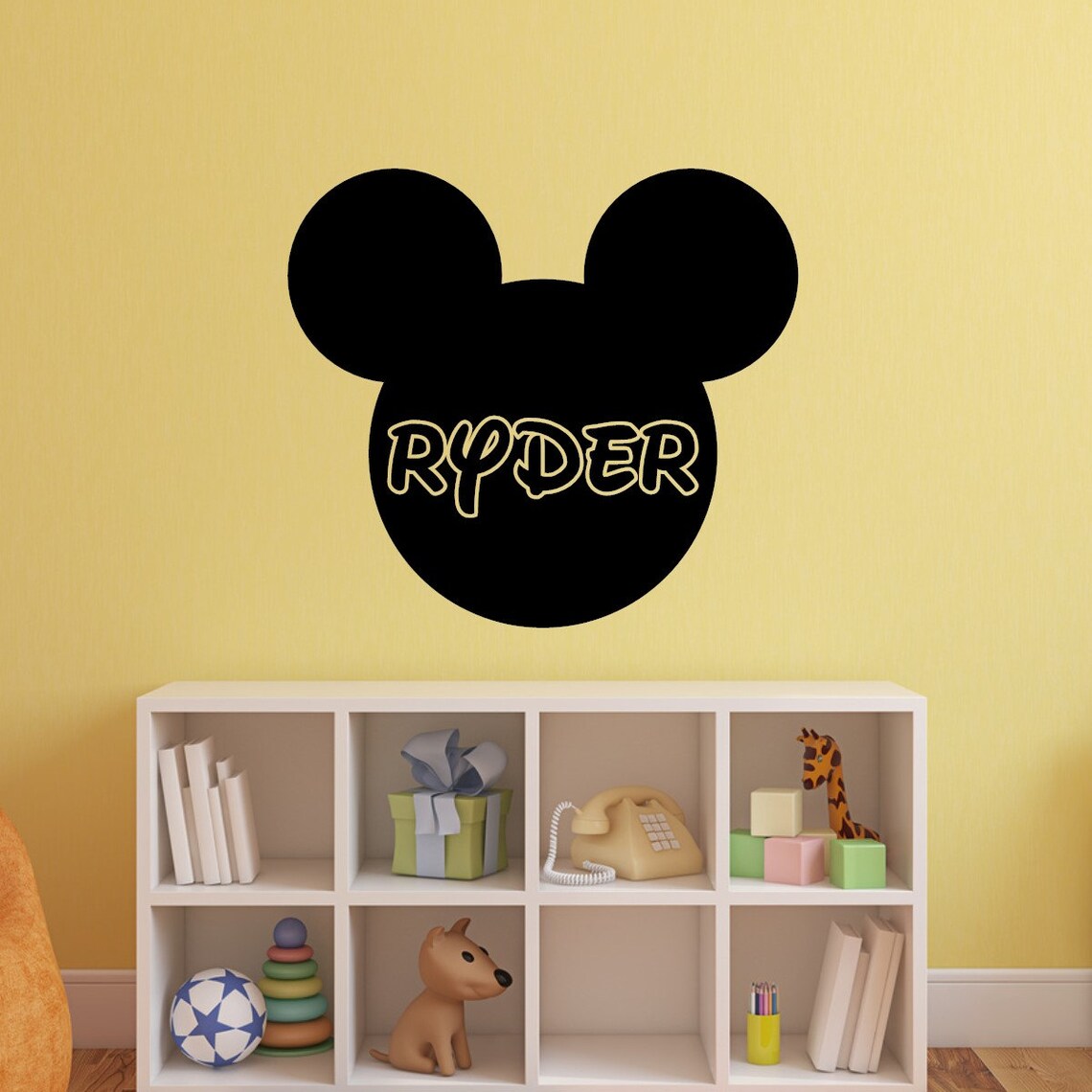 Mickey Mouse Wall Decal Personalized Name Vinyl Sticker | Etsy